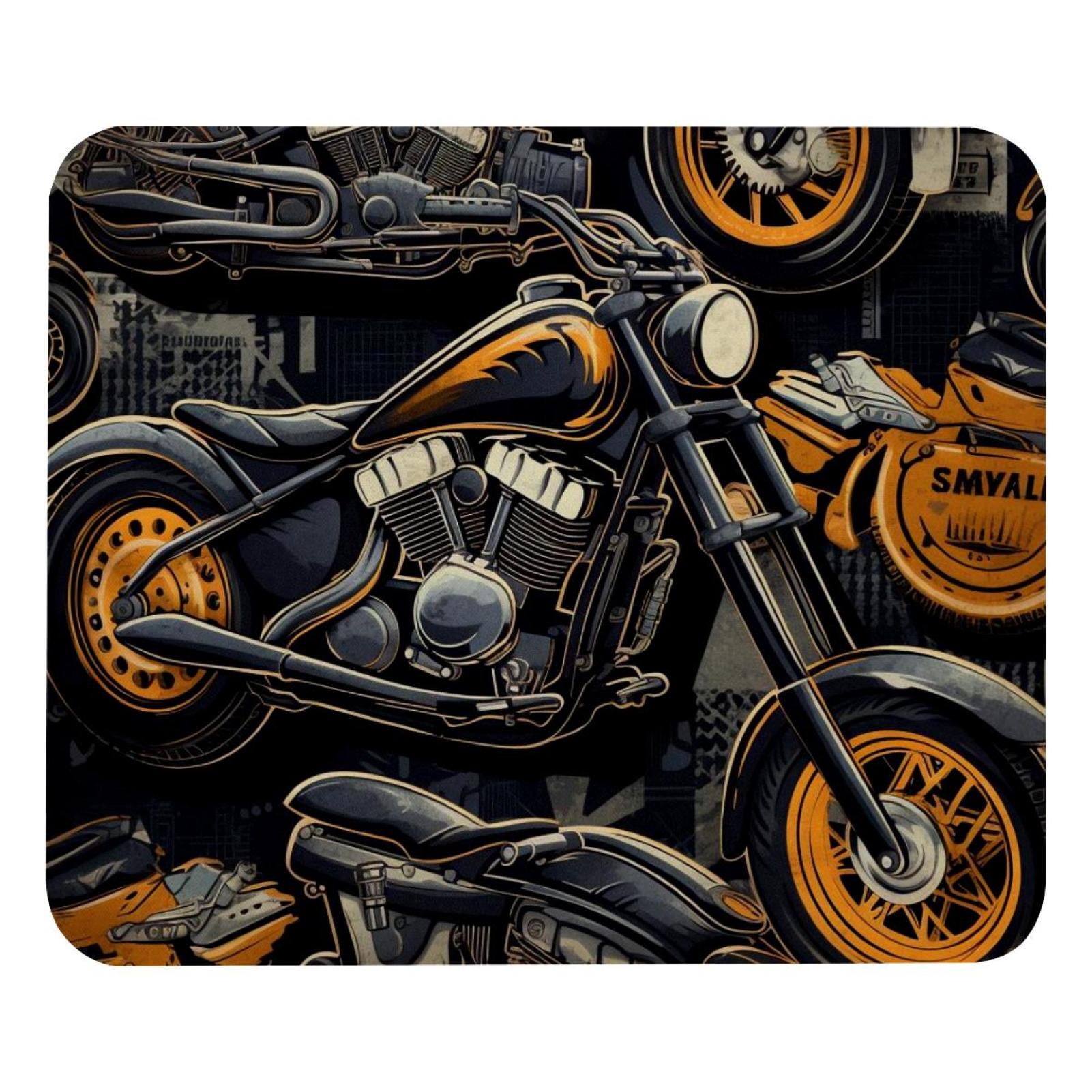 Motorcycle Printed Square Desk Pad, 8.3x9.8 Inch Non-Slip Rubber Bottom ...