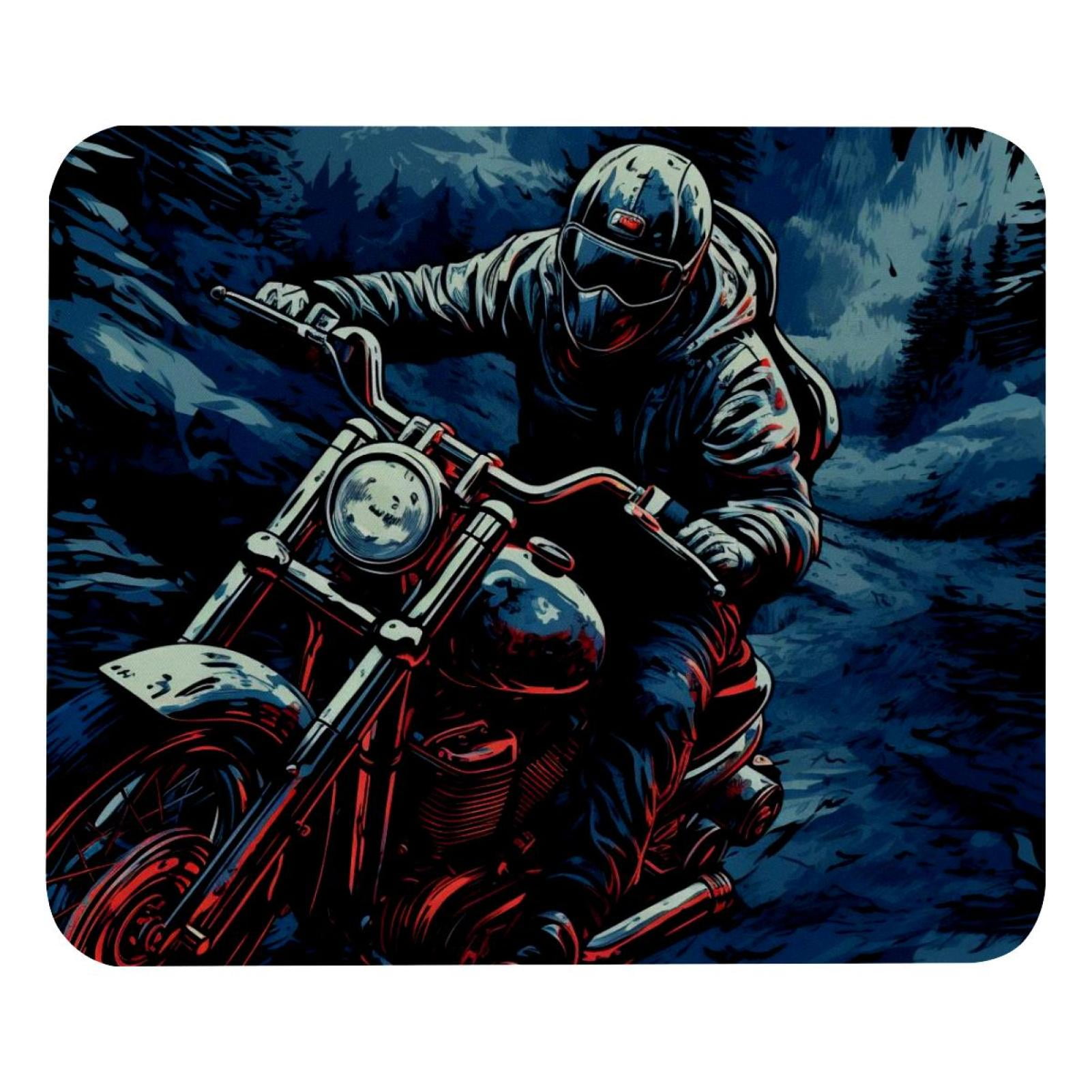 Motorcycle Printed Square Desk Pad, 8.3x9.8 Inch Non-Slip Rubber Bottom ...