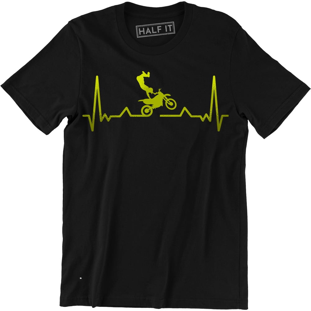 Motorcycle Pulse Heartbeat Tricks Motorbike Motocross Sport Men's T ...