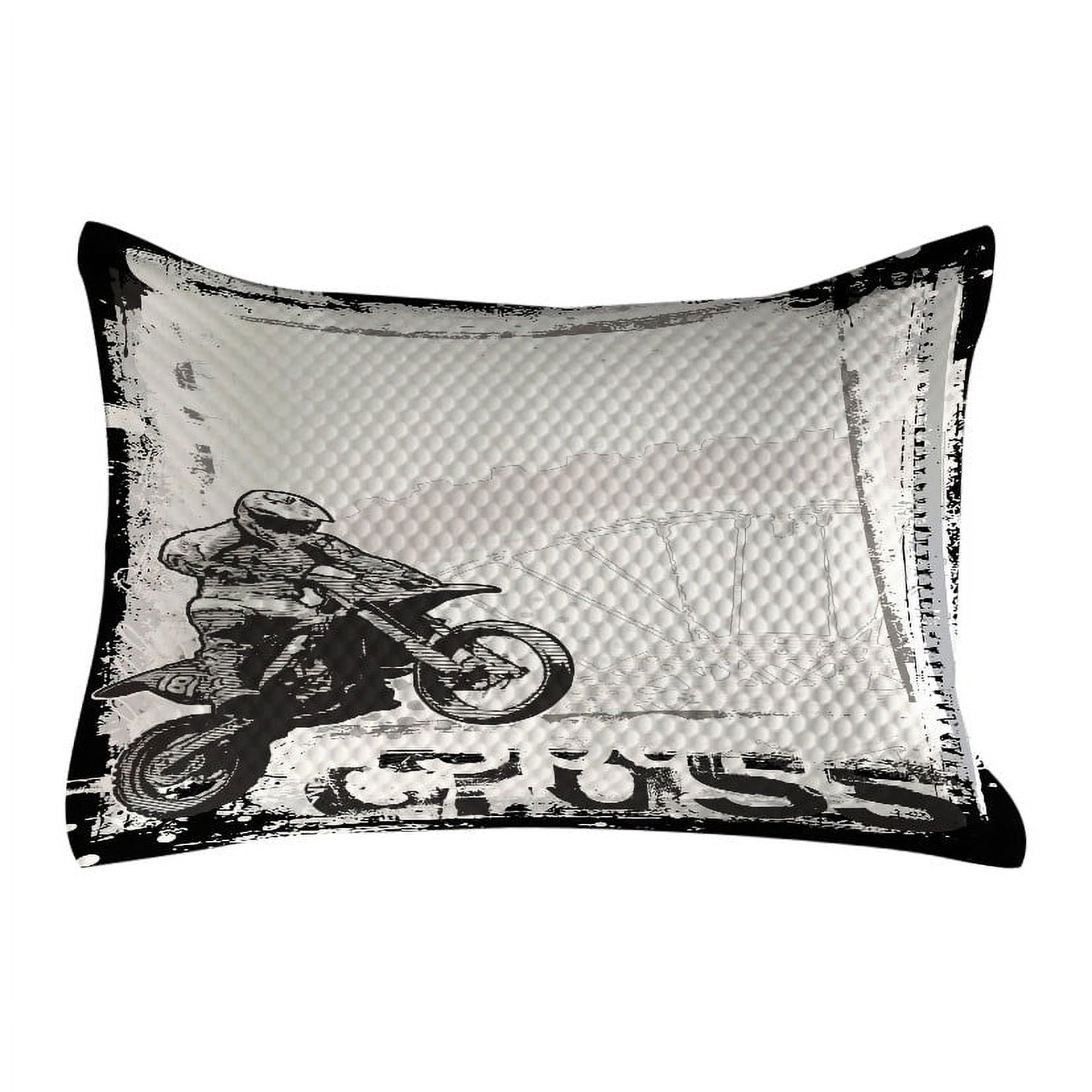Motorcycle Quilted Pillowcover, Motocross Racer Image Grungy Background ...