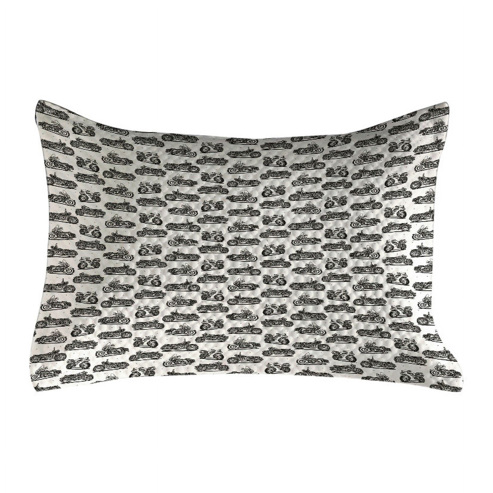 Motorcycle Quilted Pillowcover, Retro Motorcycle Drawings of Old ...
