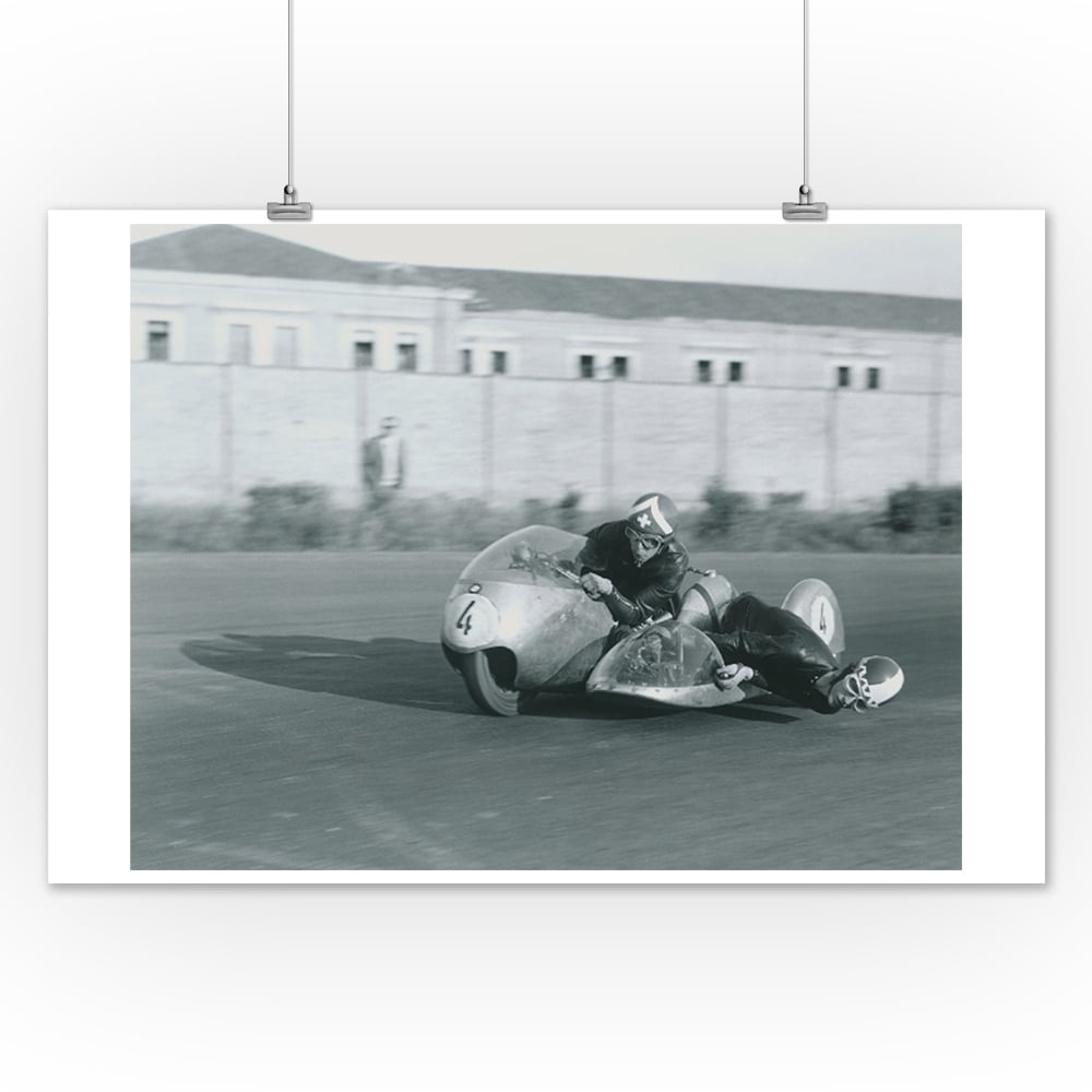 Motorcycle Race - No 4 (w - sidecar) Vintage Poster (12x18 Art Print ...