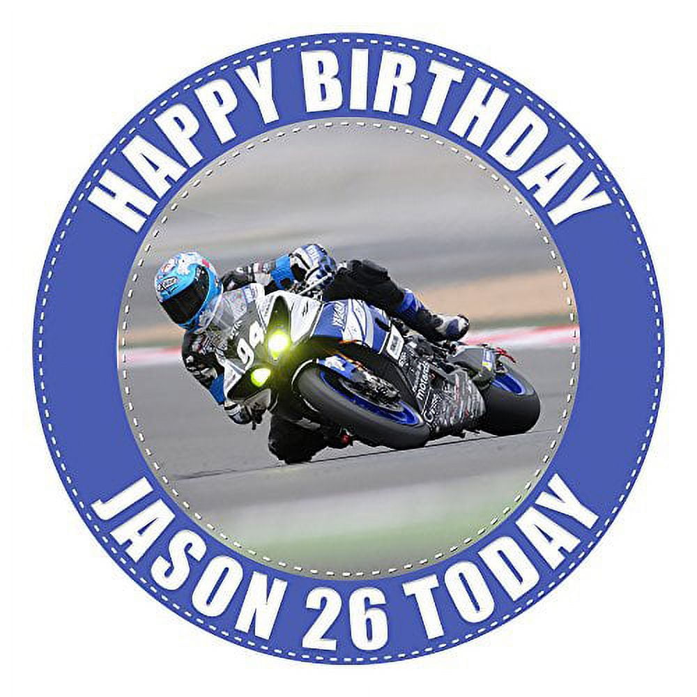 Motorcycle Racer Cake Edible Frosting Cake Topper 7.5 Inch Round ...