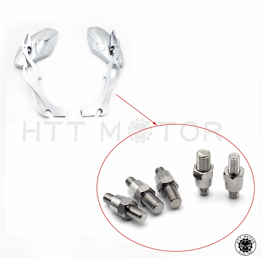 Motorcycle Racing Rearview Side Mirrors Bolt 8mm 10mm Chrome Counter ...