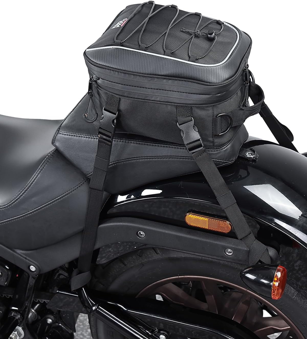 Motorcycle Rear Seat Tail Bag w/ Waterproof Rain Cover 7-14L Expandable ...