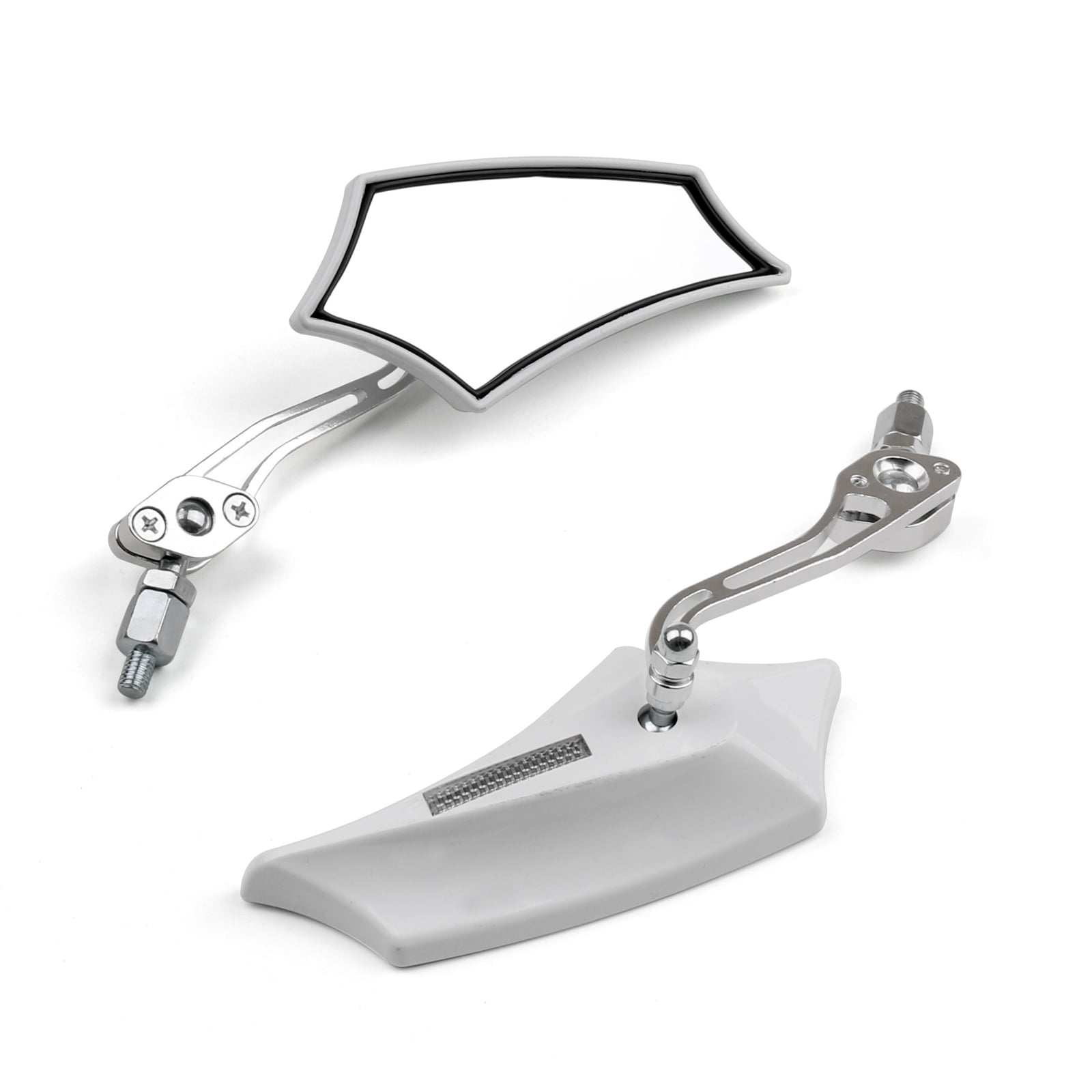 Motorcycle Rear View Mirrors White For Chopper Cruiser Street Dirt Bike ...