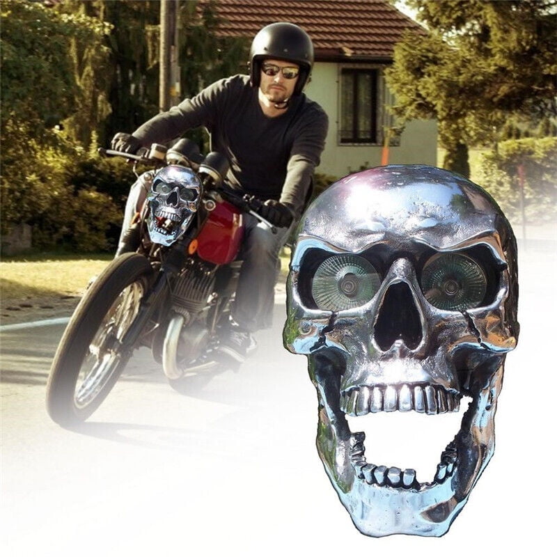 Motorcycle Resin Skull LED Light Luminous Resin Halloween Car ...