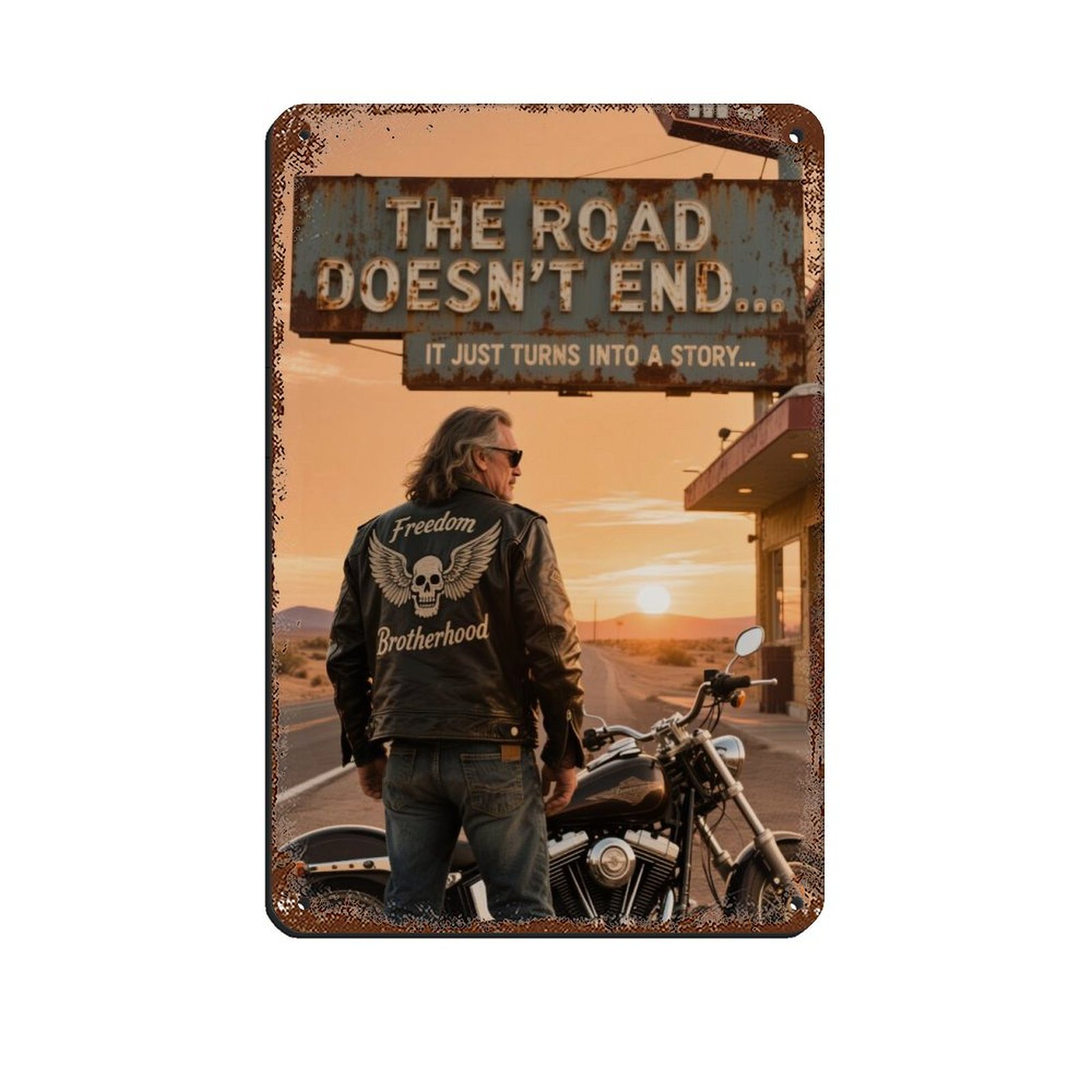 Motorcycle Rider Motivational Quotes THE ROAD DOESN’T END... Retro ...