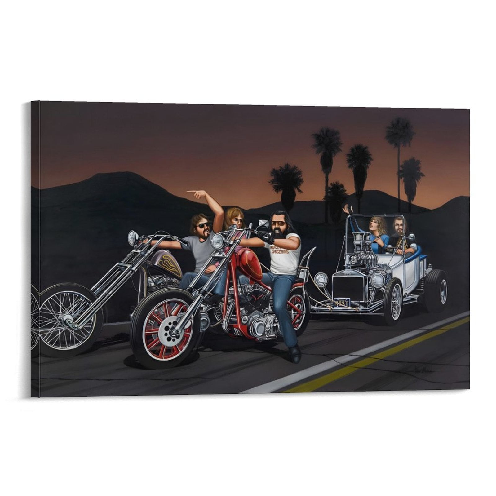 Motorcycle Rider Poster David Mann Bikes Towing Hotrod Painting On ...