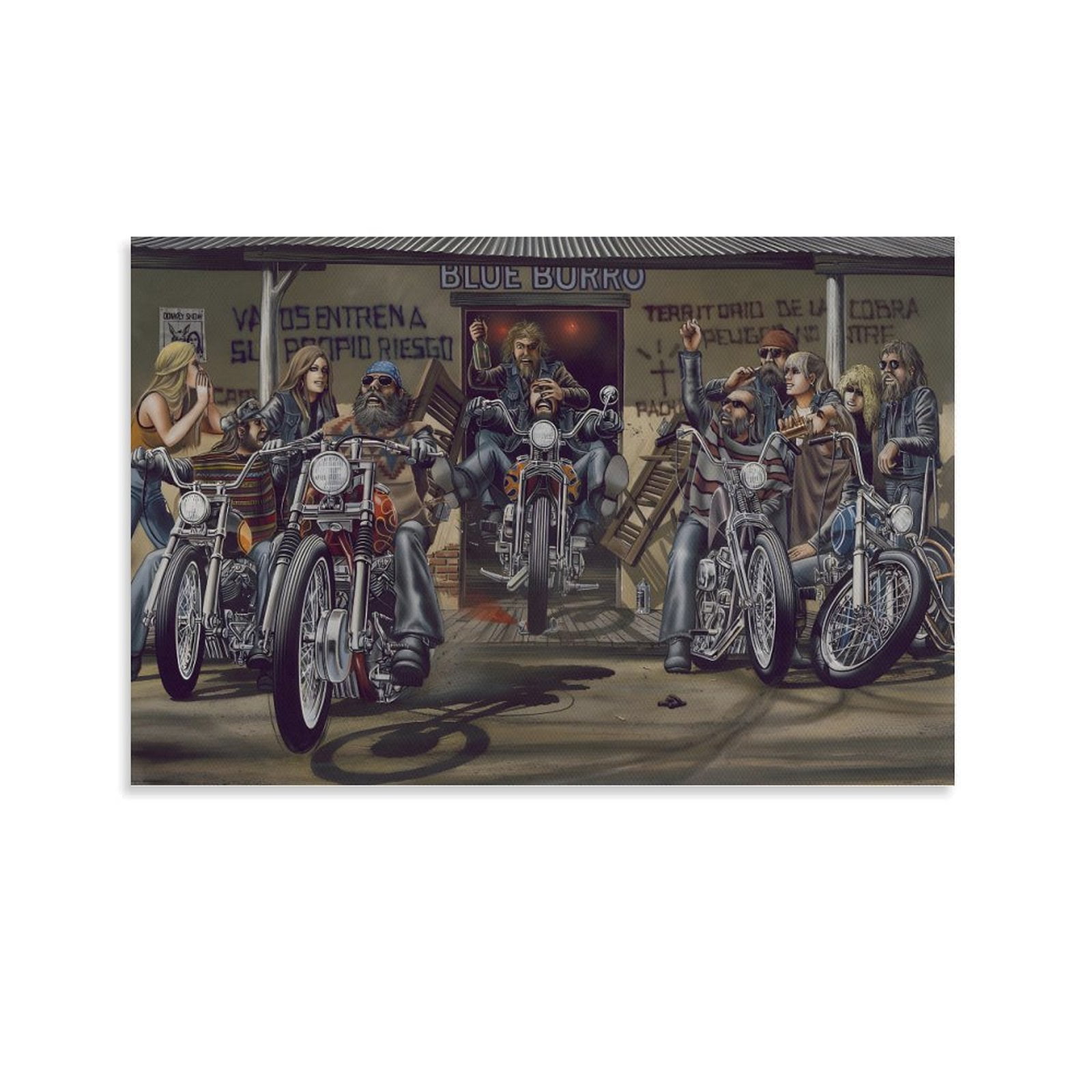 Motorcycle Rider Poster David Mann Blue Burro Picture Print Wall Art ...