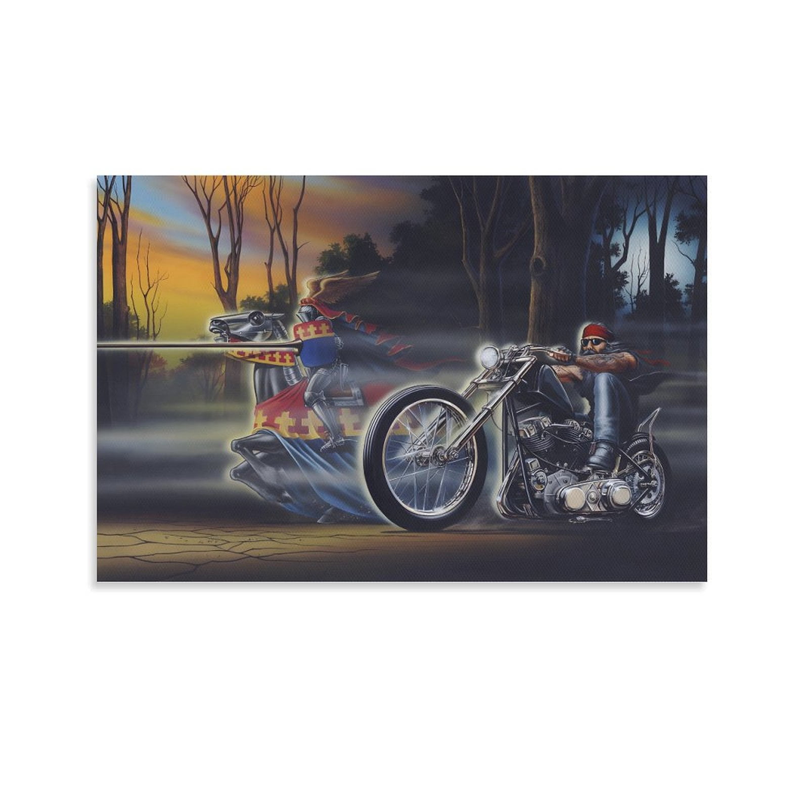 Motorcycle Rider Poster David Mann Dark Knight Canvas Wall Art Prints ...