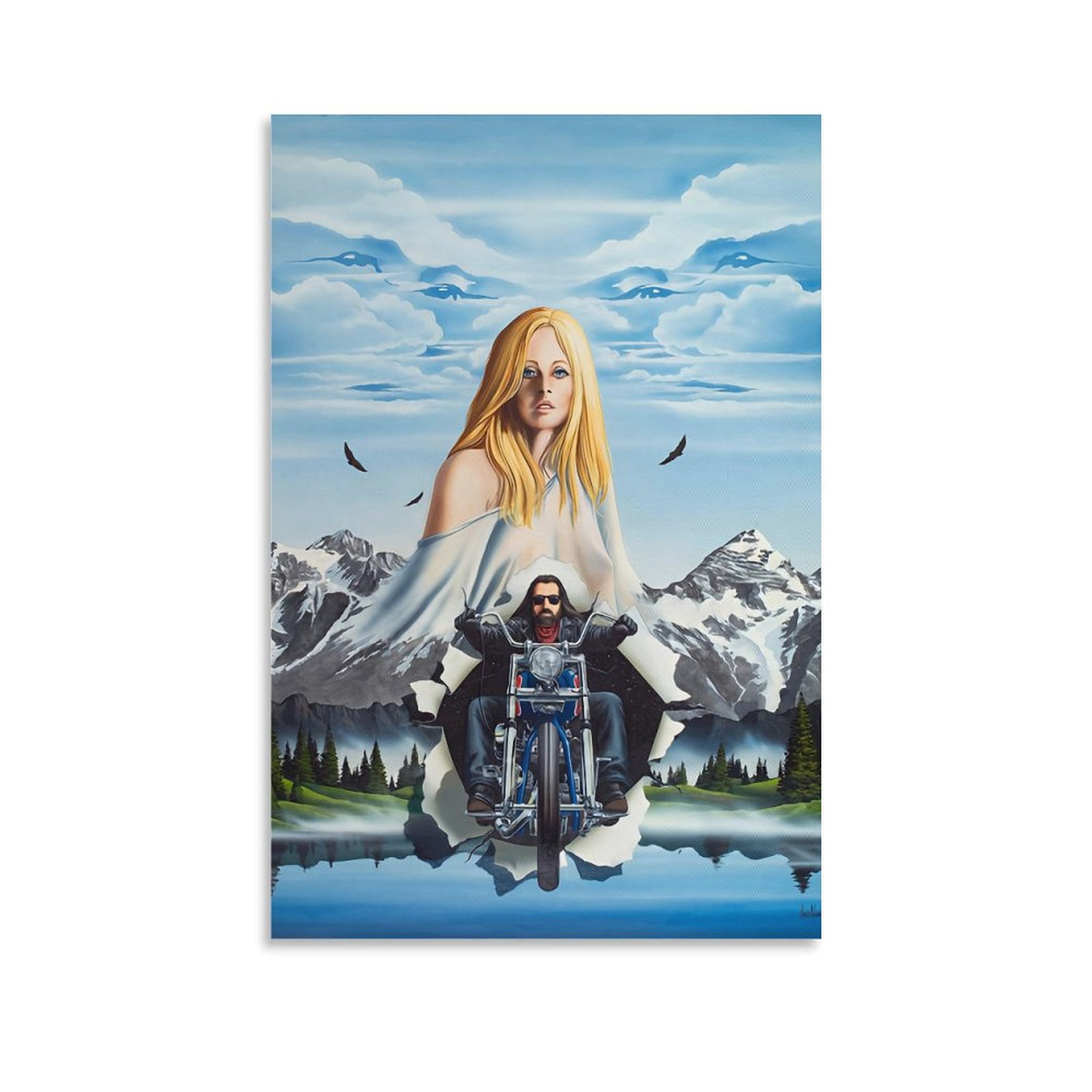 Motorcycle Rider Poster David Mann Eyes in The Sky Room Aesthetic ...