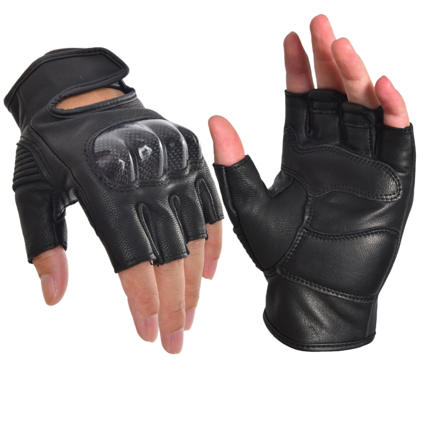 Motorcycle Riding Leather Gloves Half-finger Gloves Breathable ...