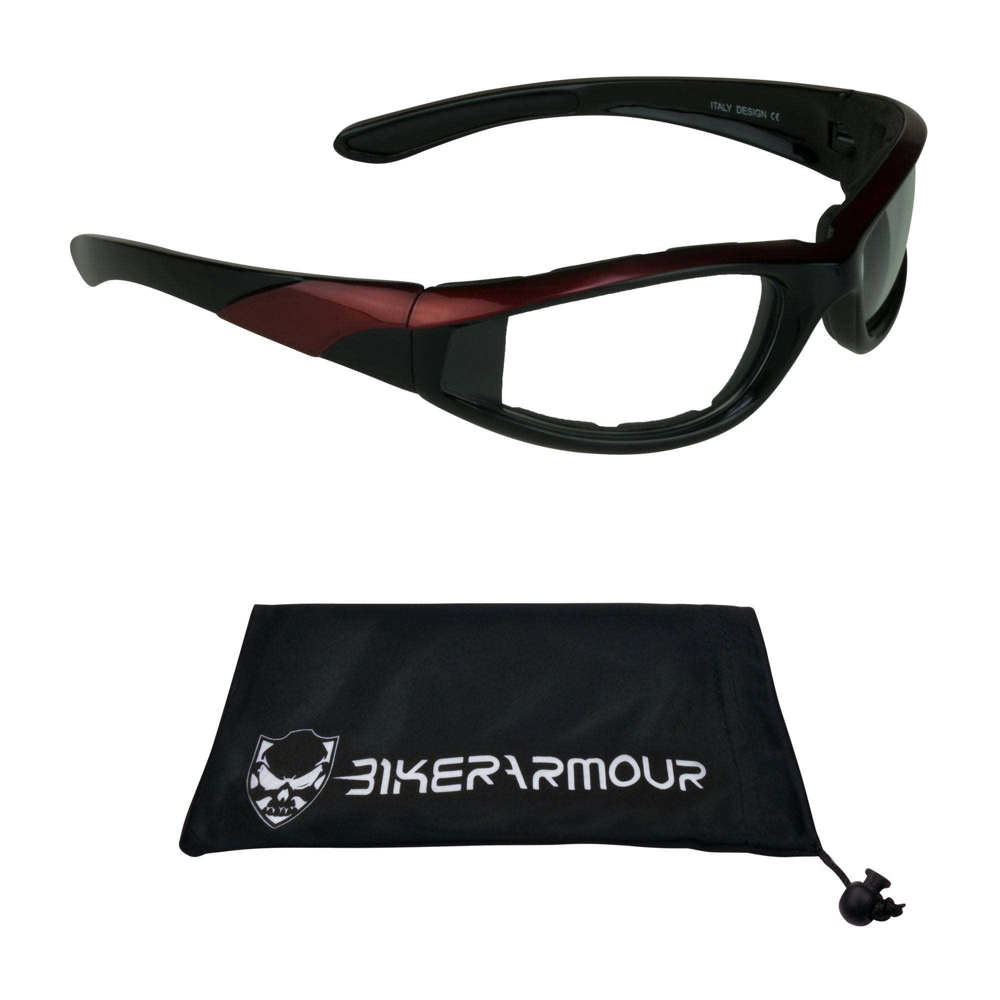Motorcycle Safety Glasses Padded for Men and Women. Wrap around Wind ...