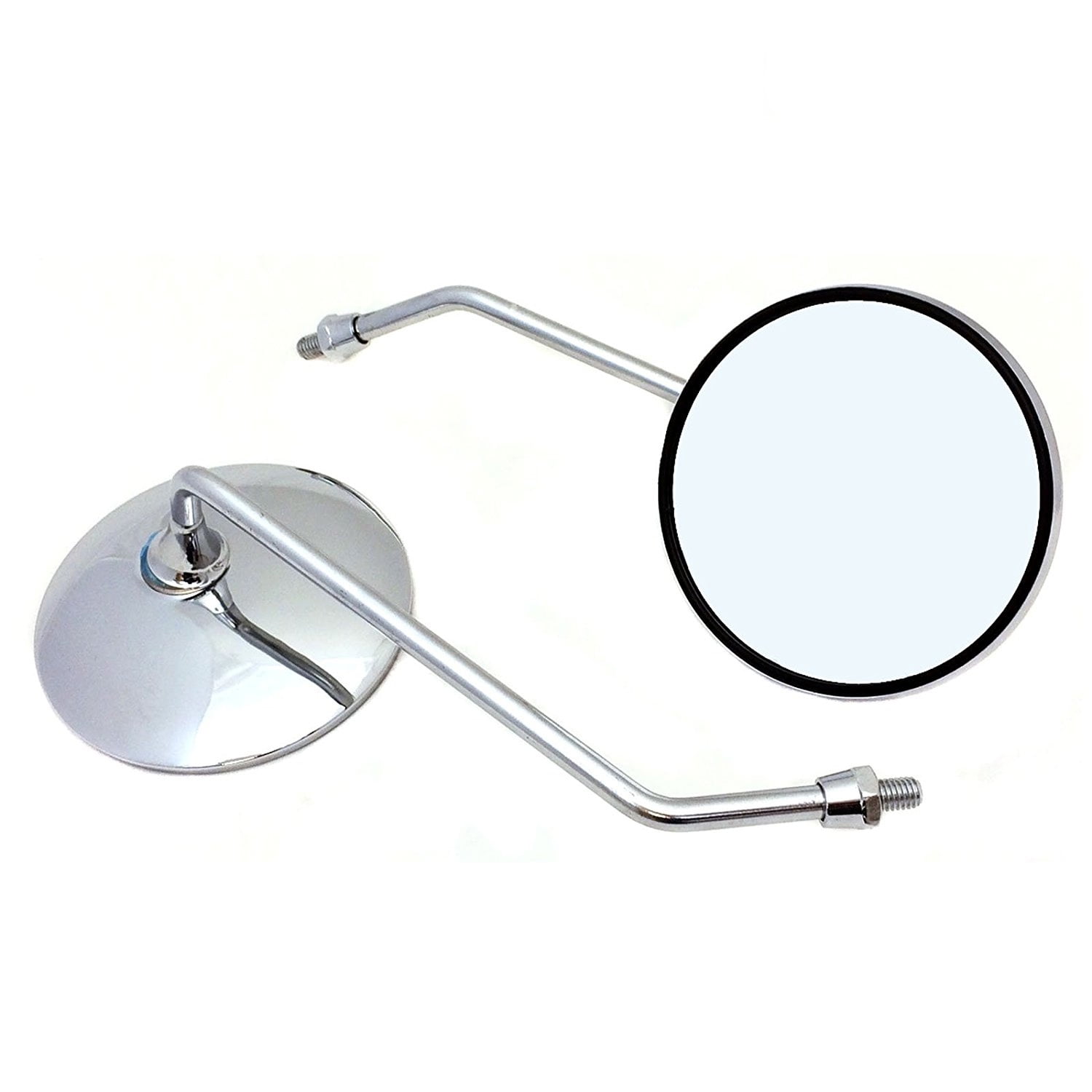 Motorcycle Scooter Mirror Set - 8mm RH/RH Thread - Classic CHROME Round ...