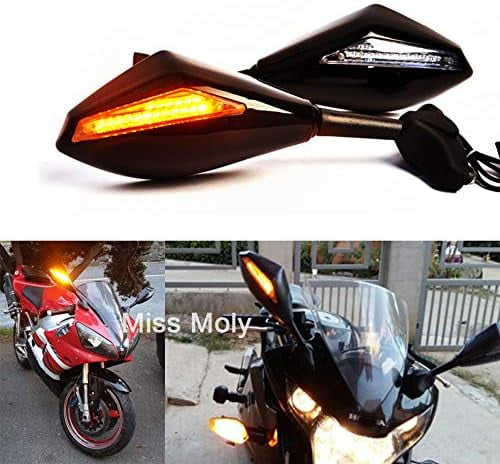 Motorcycle Side Mirrors With Led Turn Signal Integrated Indicator For ...