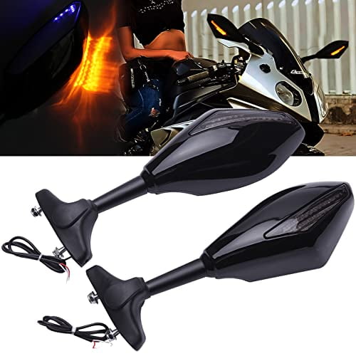 Motorcycle Side Mirrors with LED Turn Signals Compatible With GSXR 600 ...