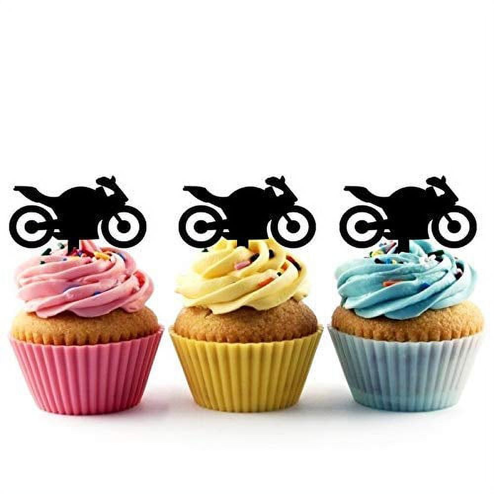 Motorcycle Silhouette Acrylic Cupcake Toppers 12 pcs - Walmart.com