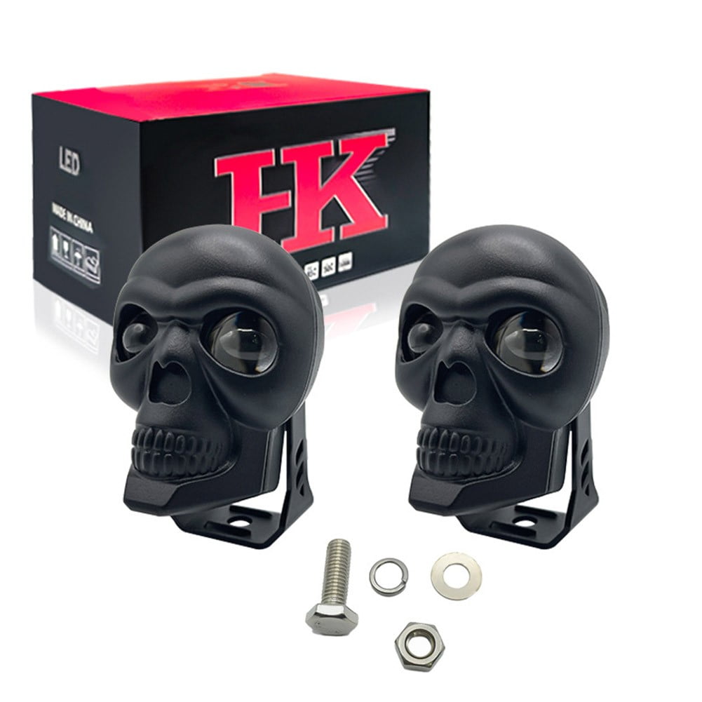 Motorcycle Skull Fog Lights Alloy Skull Headlight Motorbike High Low ...