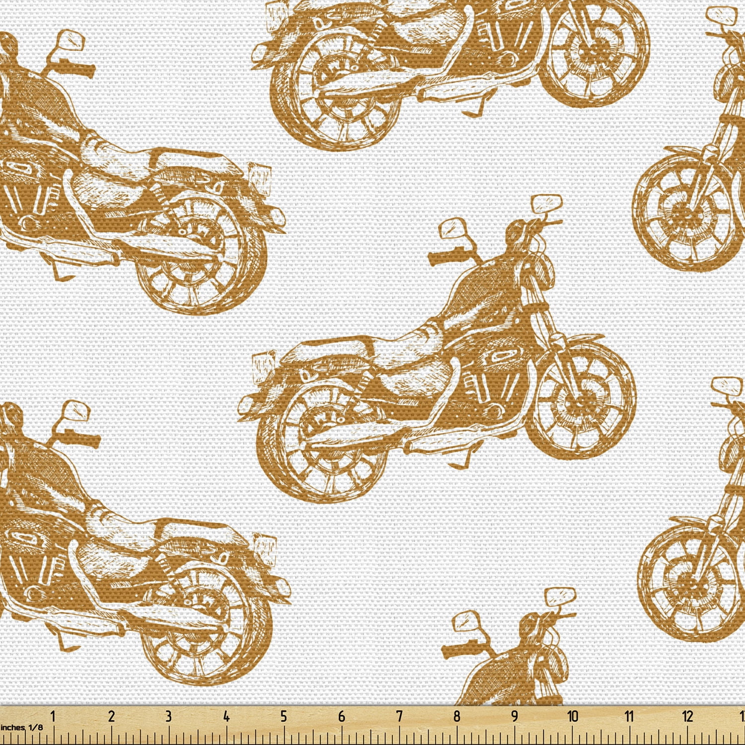 Ambesonne Motorcycle Fabric by the Yard Upholstery, Sketchy Choppers, 1 ...