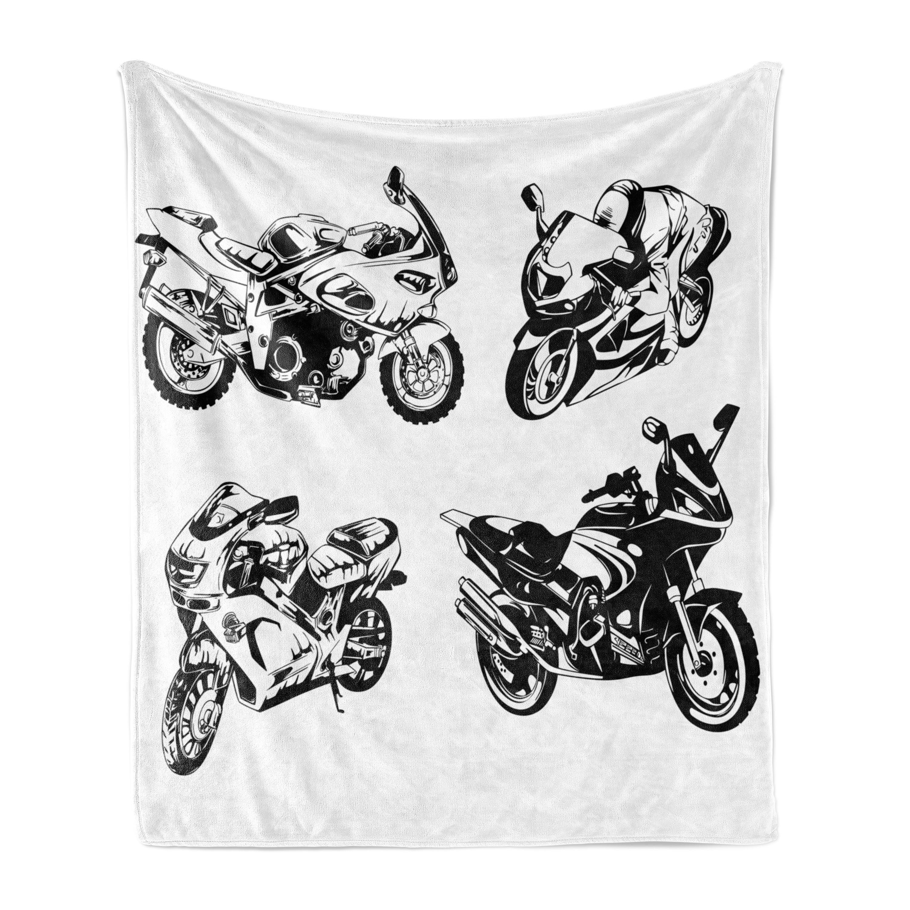 Motorcycle Soft Flannel Fleece Throw Blanket, Cartoon Motorbike Speed ...