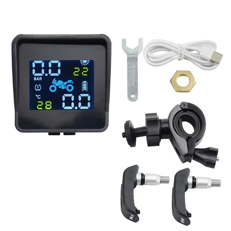 Motorcycle Solar TPMS Motor Tire Pressure Temperature Monitoring System ...