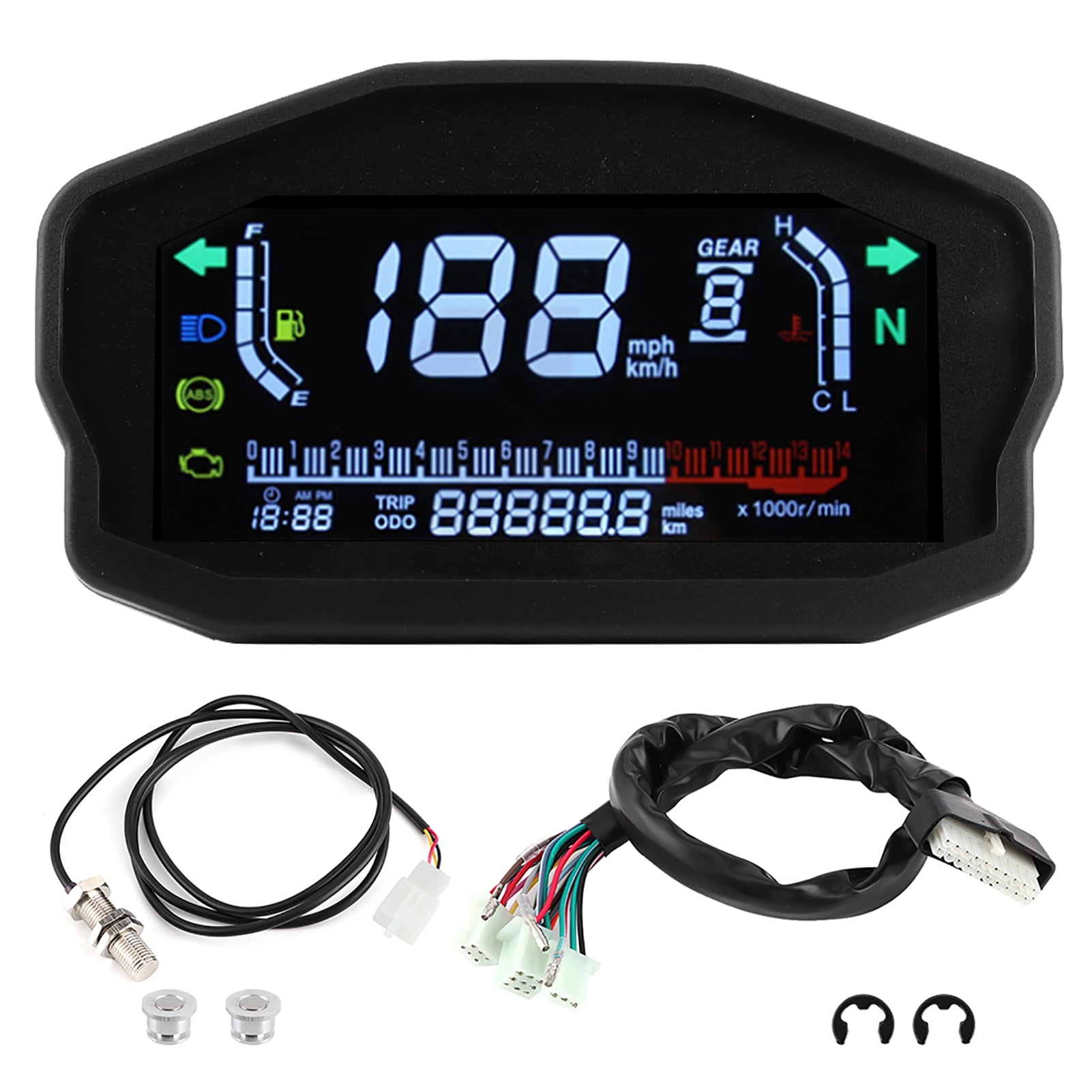 Motorcycle Speedmeter Fuel Level Gauge Refit LCD Instrument for 1/2/4 ...