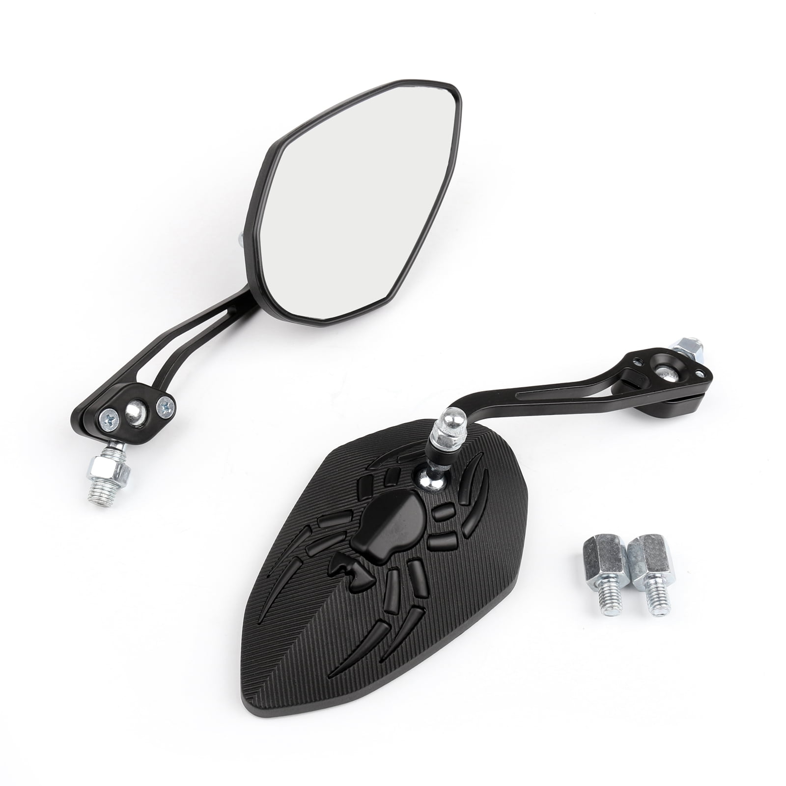 Motorcycle Spider Rear View Mirrors Black For Universal 8mm-10mm ...