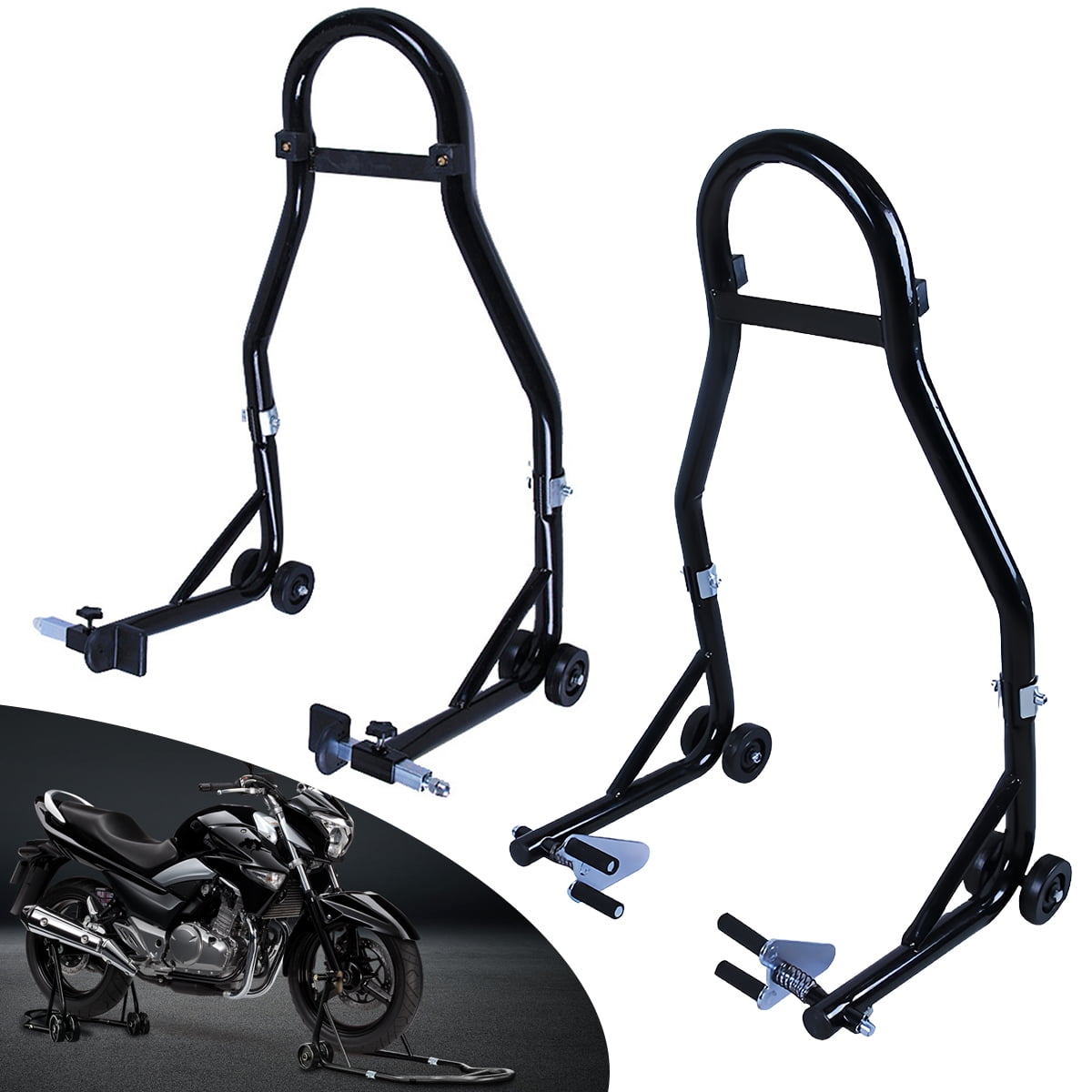 Motorcycle Stands, 1984 Lbs Capacity Front Rear Wheels Lift Combo with ...