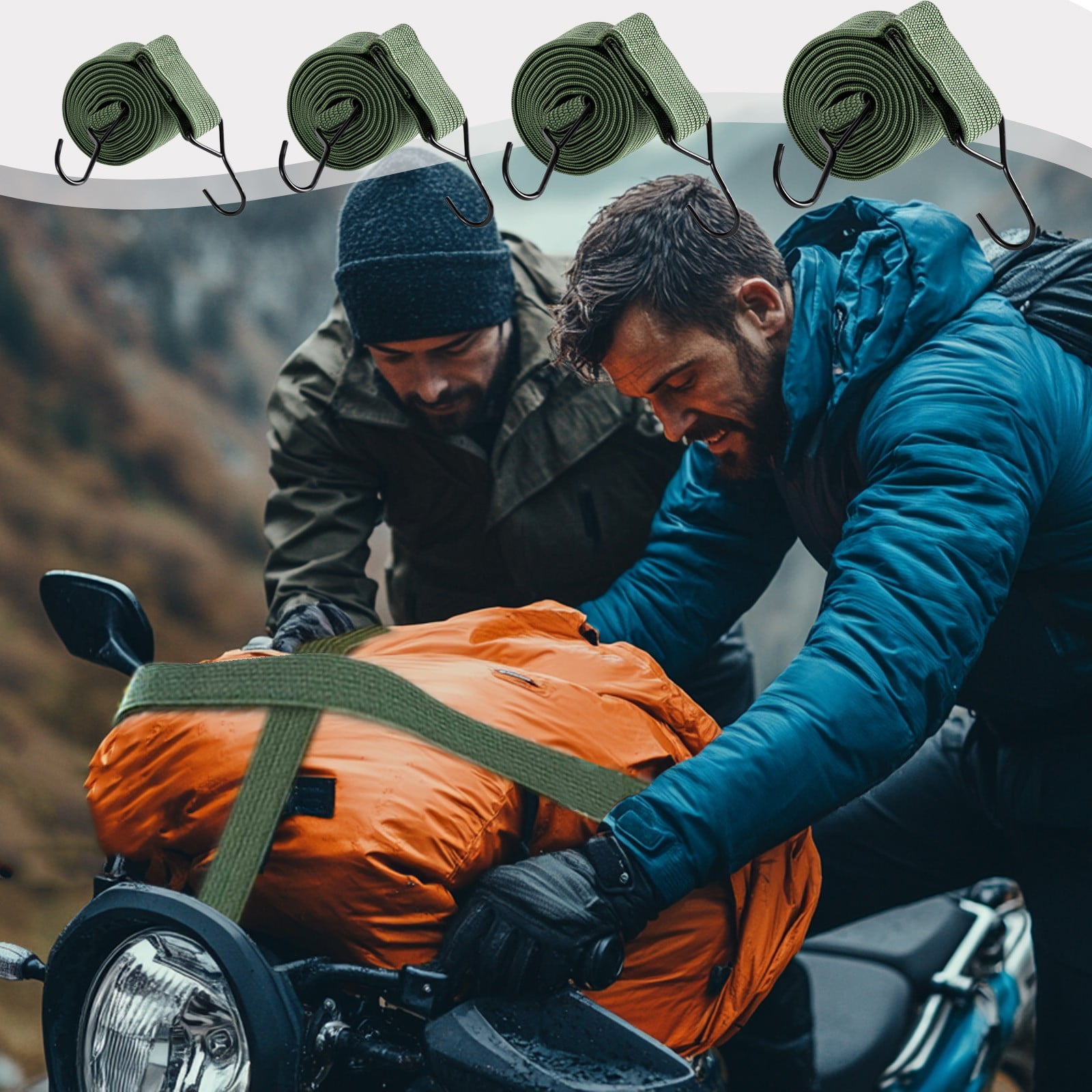 Motorcycle Strap, Heavy Duty Elastic Binding Rope for Secure Transport ...