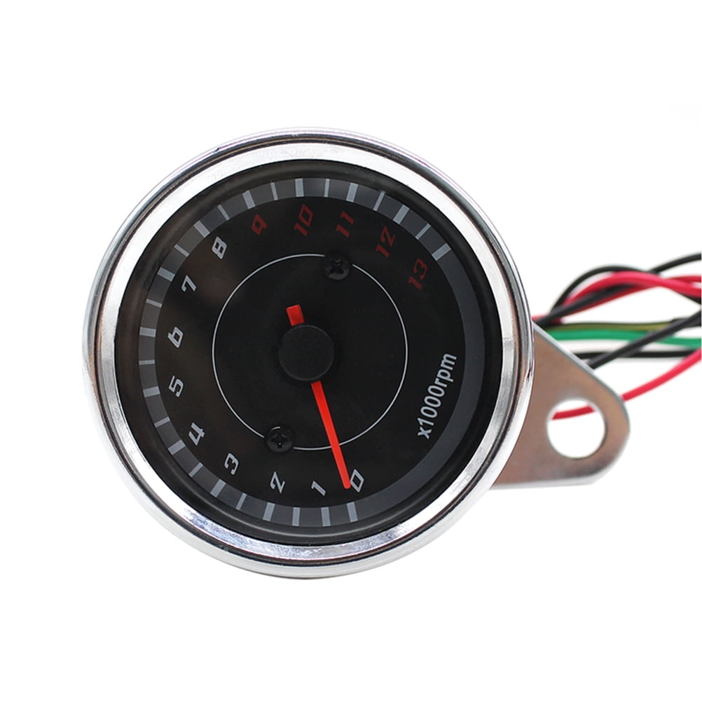 Motorcycle Tachometer Speedometer Meter with Blue LED Backlight (Silver ...
