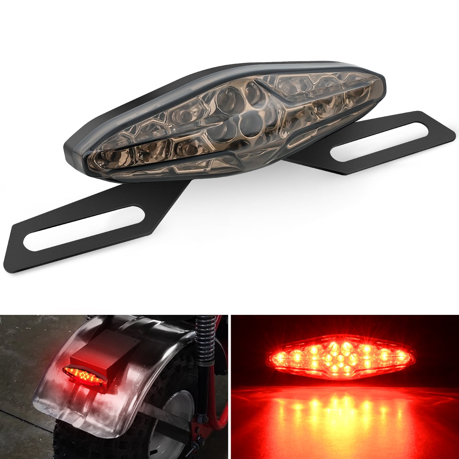 Motorcycle Tail Lights LED Brake Running Light with License Plate ...