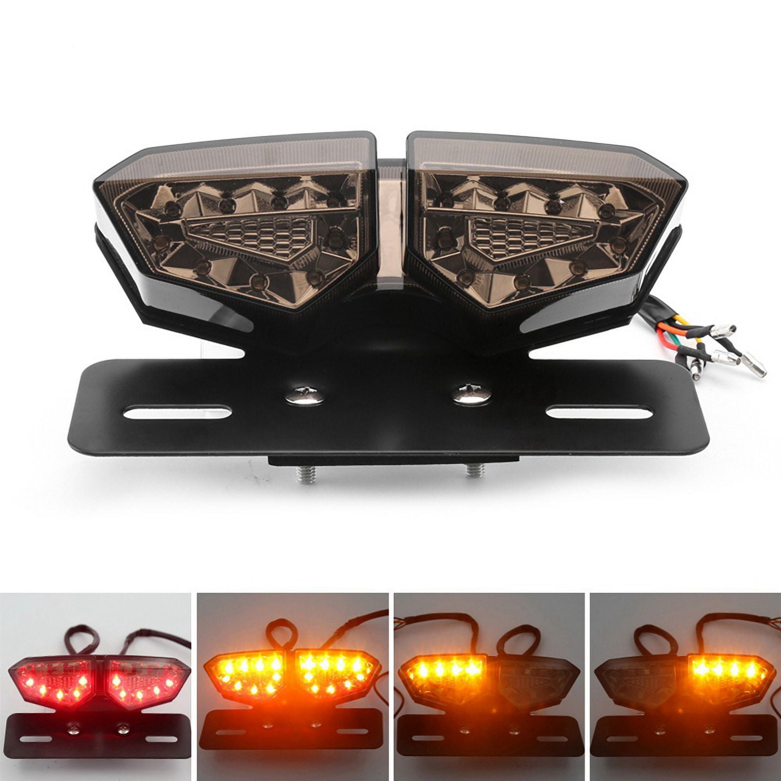 Motorcycle Taillight Smoke LED Brake Tail Turn Signal License Plate ...