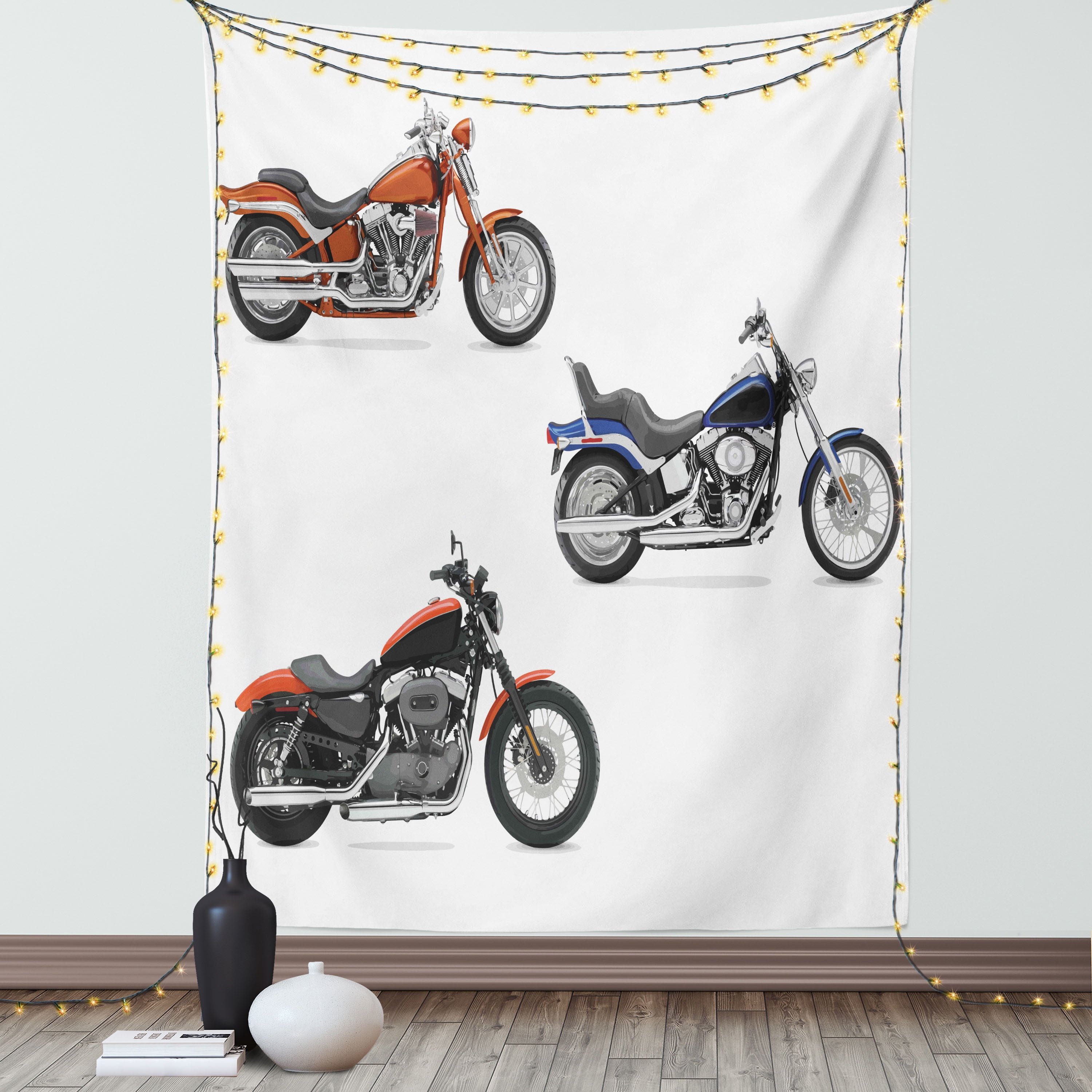 Motorcycle Tapestry, Illustration of Three Motorcycles Freedom ...