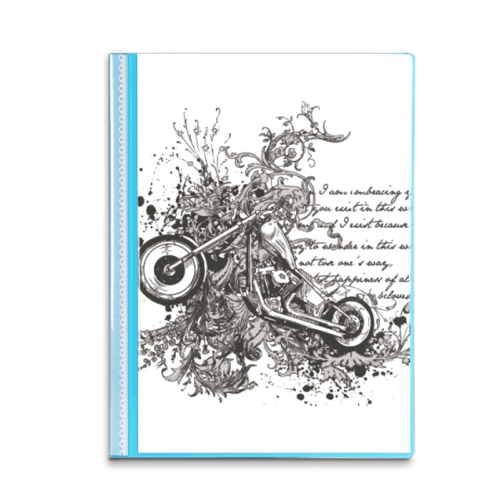 Motorcycle Text Flower Pattern Illustration Book Sheet Protectors ...