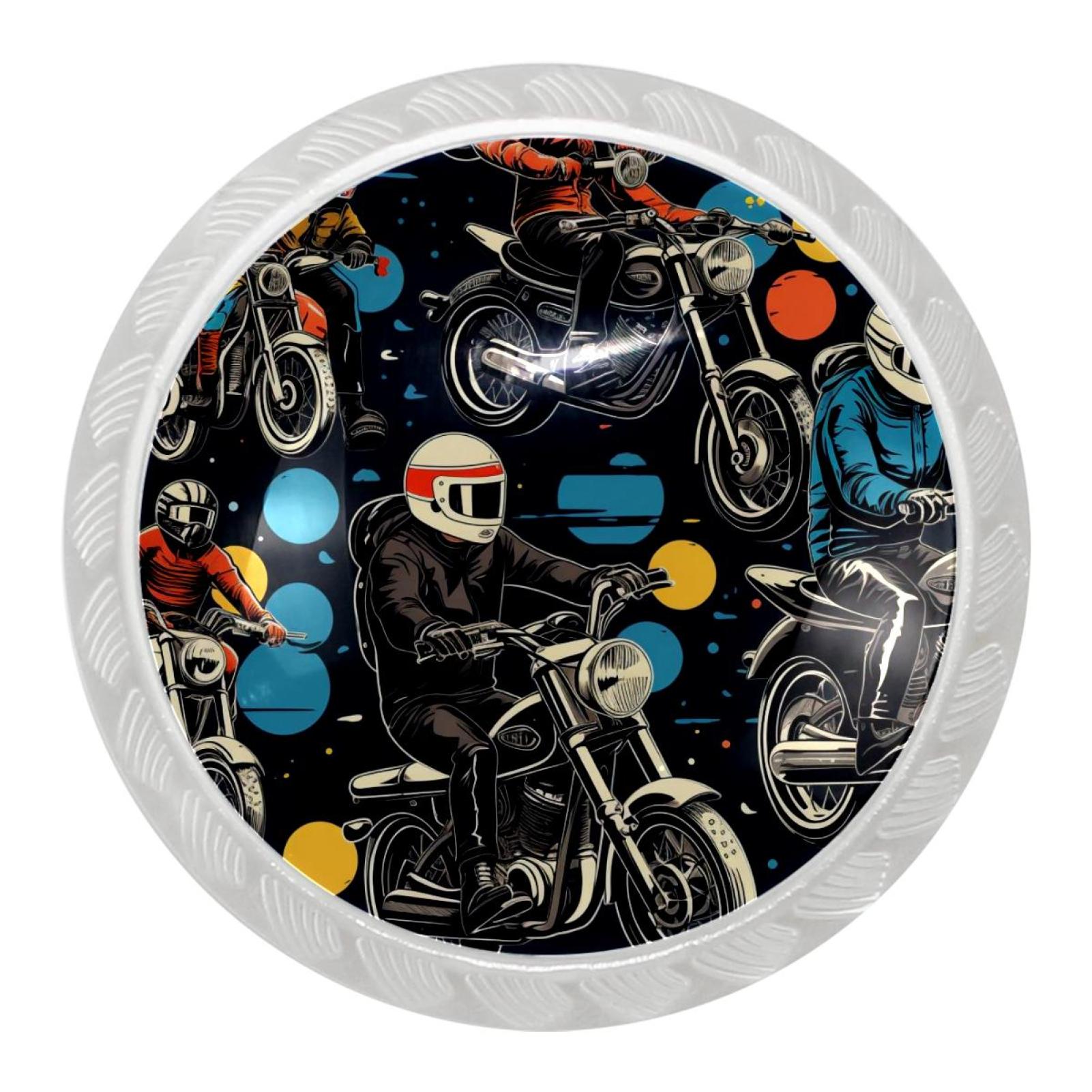 Motorcycle Theme Pattern 4 PCS Cabinet Knob Drawer Knob Cabinet Hardware Standard Knob Door ...