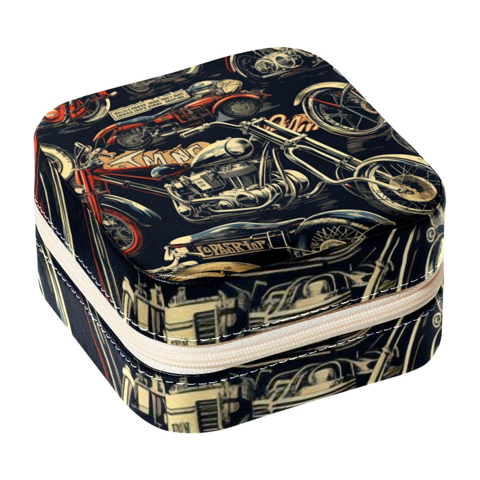 Motorcycle Theme Travel Portable Jewelry Organizer: Square Jewelry Box ...