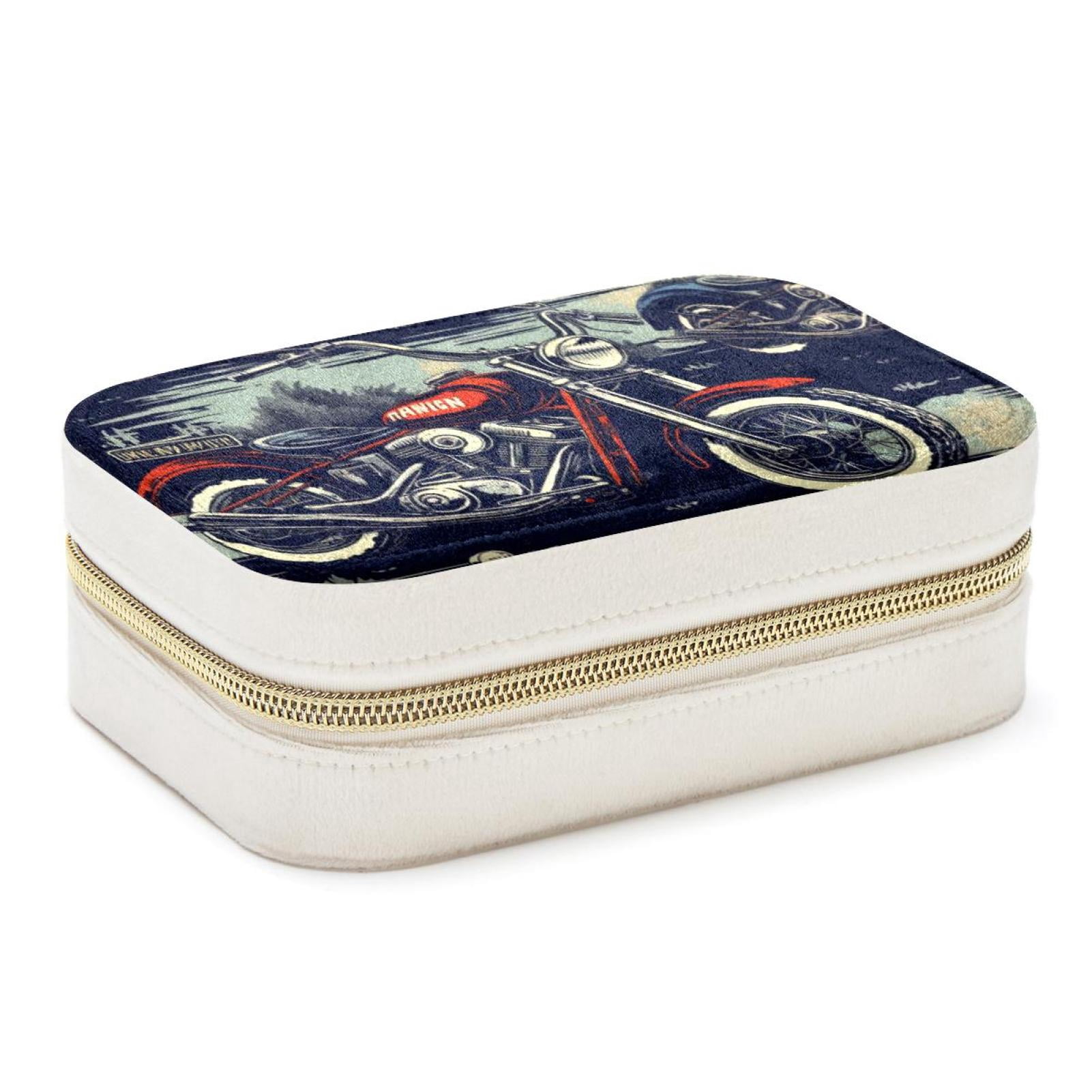 Motorcycle Theme Velvet Portable Travel Organizer Box with Removable ...