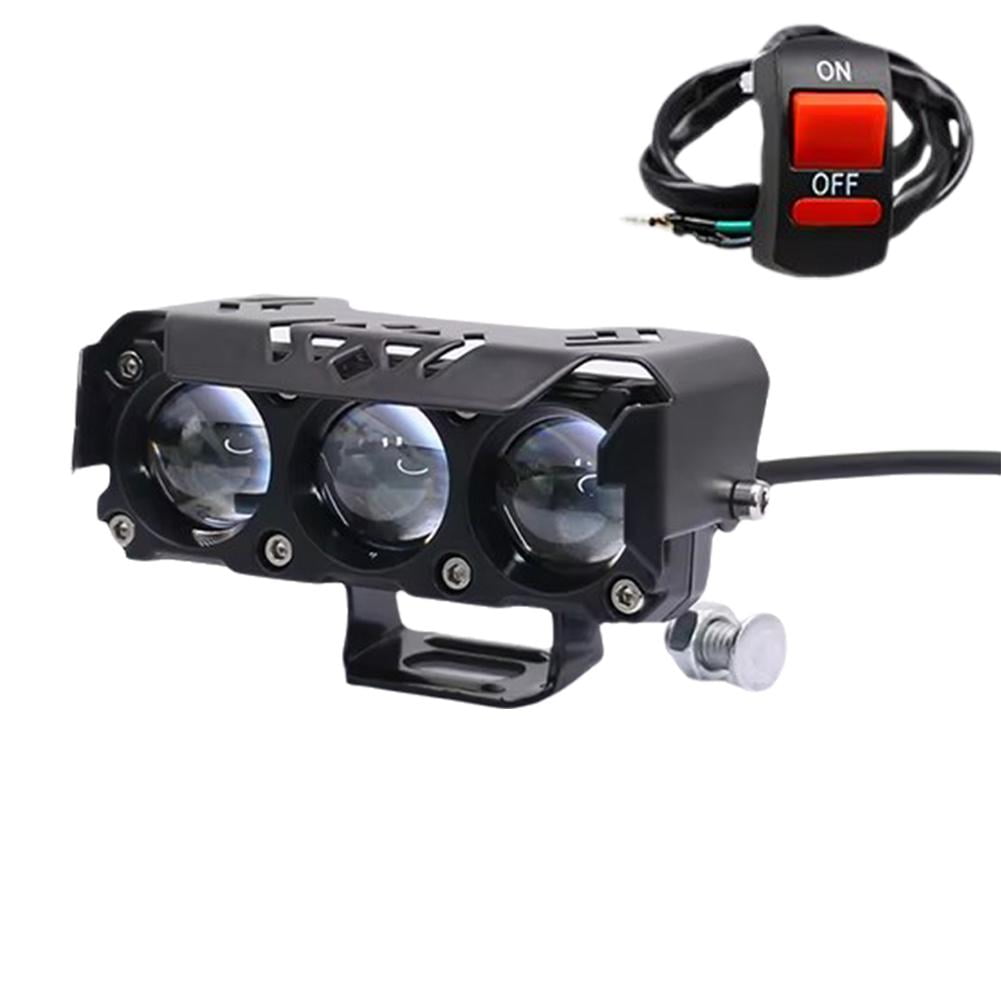 Motorcycle Three Eyes Spotlight White and Yellow Beams LED Headlight ...