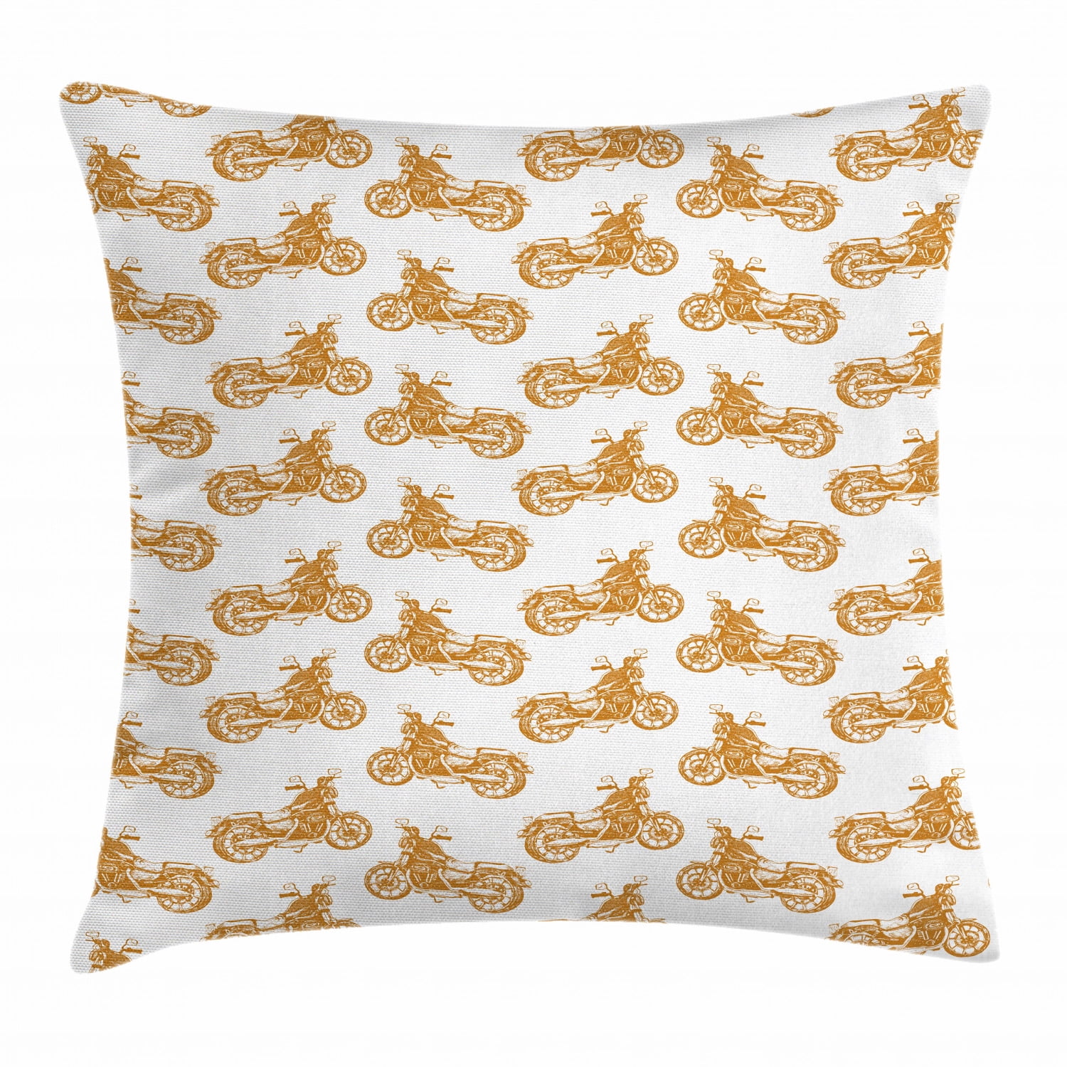 Motorcycle Throw Pillow Cushion Cover, Sketch Art Style Choppers Old ...
