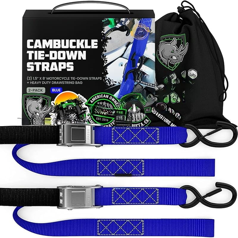 Motorcycle Tie Down Straps (2 Pack) Lab Inspected 3,328lb Break ...