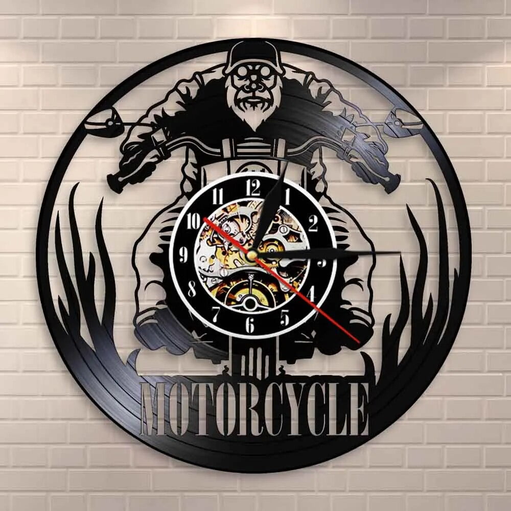 Motorcycle Time Touring Motorcyclis Rider Vinyl Wall Clock,Vinyl Record ...