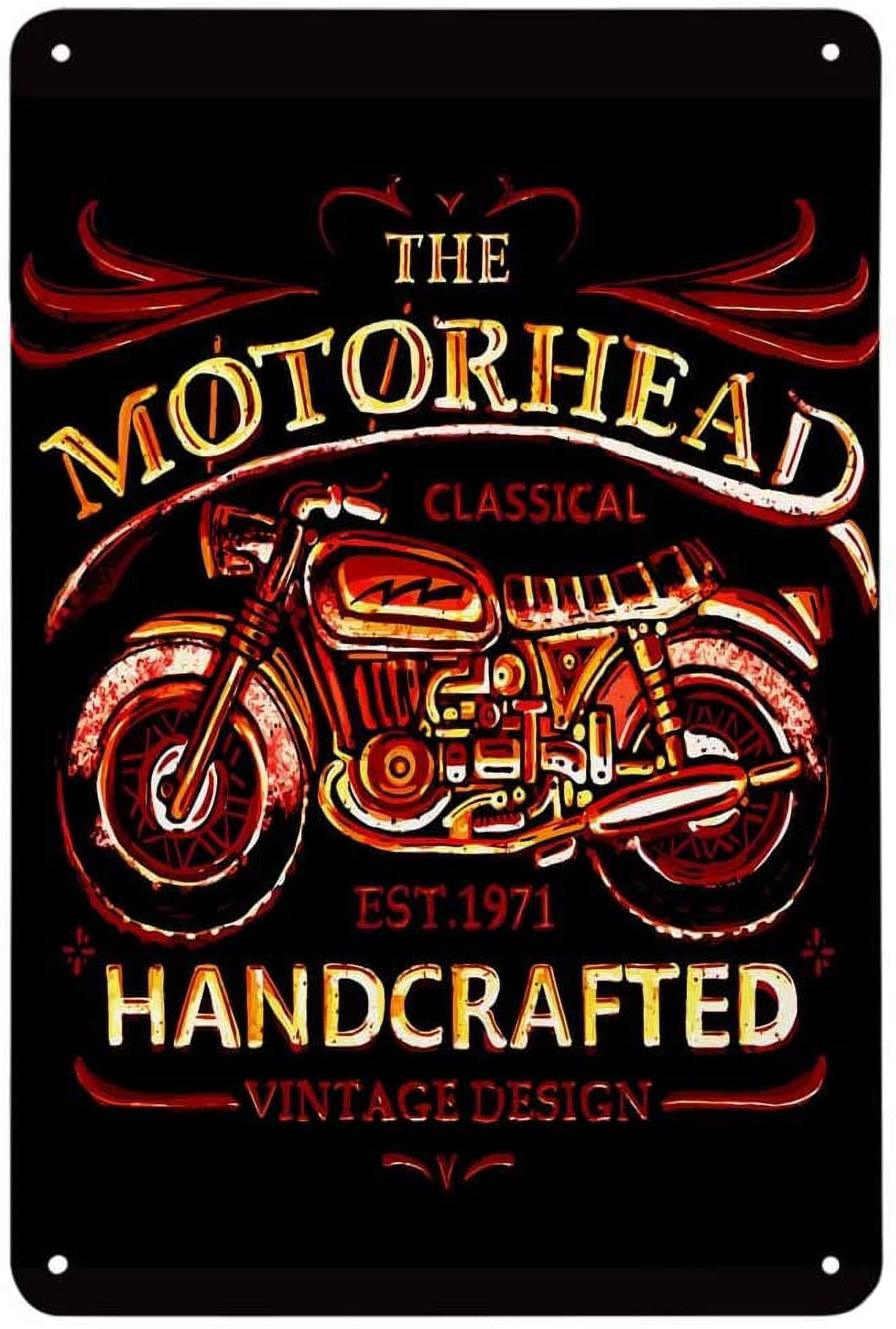Motorcycle Tin Sign,The Motorhead Handcrafted Design Vintage Metal Tin ...