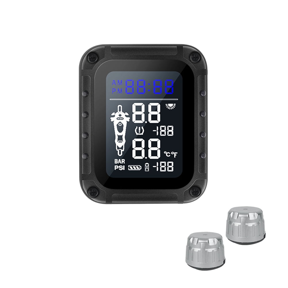 Motorcycle Tire Monitor System with 2 Silver External Sensors Wireless ...