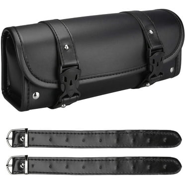 Universal Motorcycle PU Leather Tool Bag Front Fork Handlebar Saddlebag ...