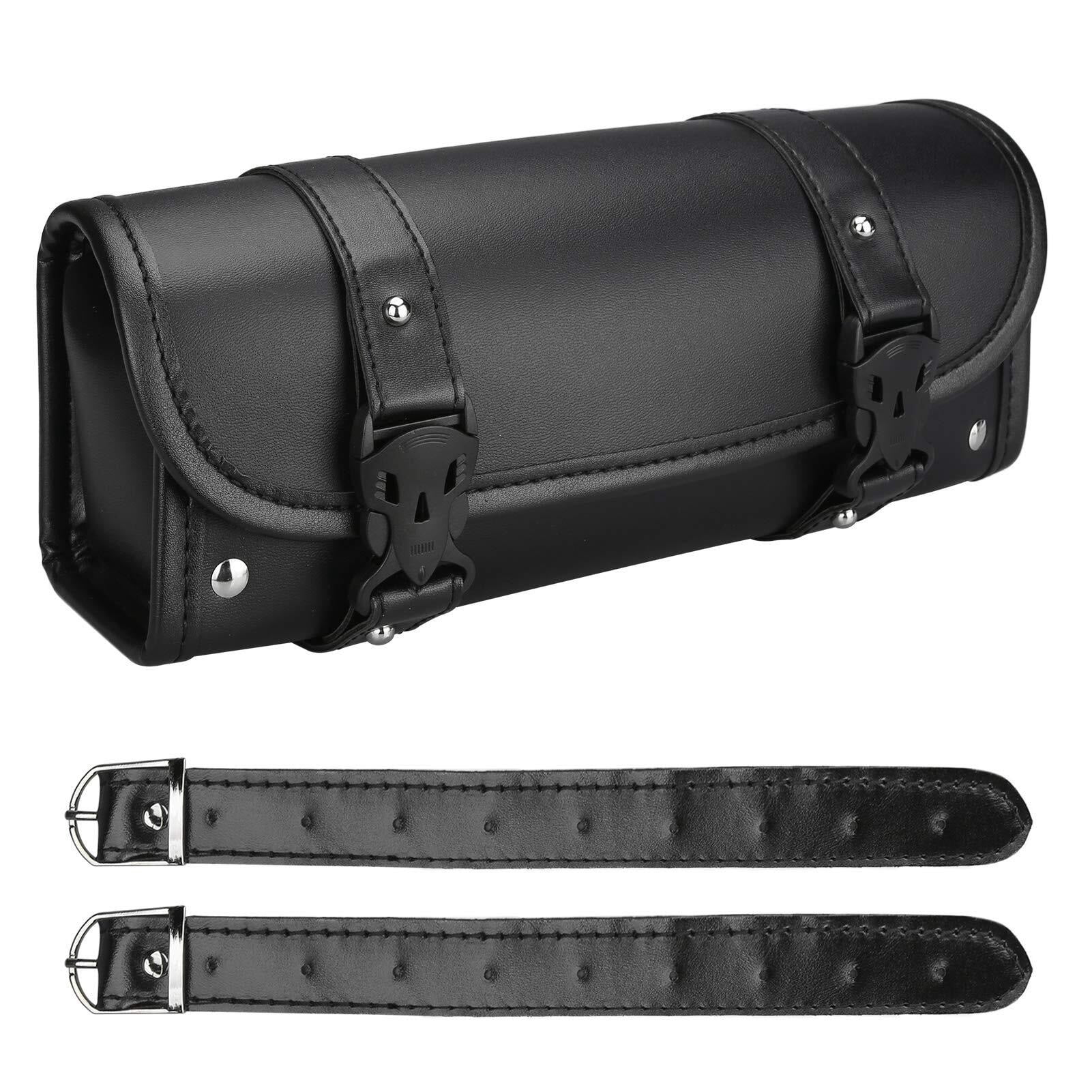 Motorcycle Tool Bag, Motorcycle Fork Bag PU Leather Universal Saddlebag ...