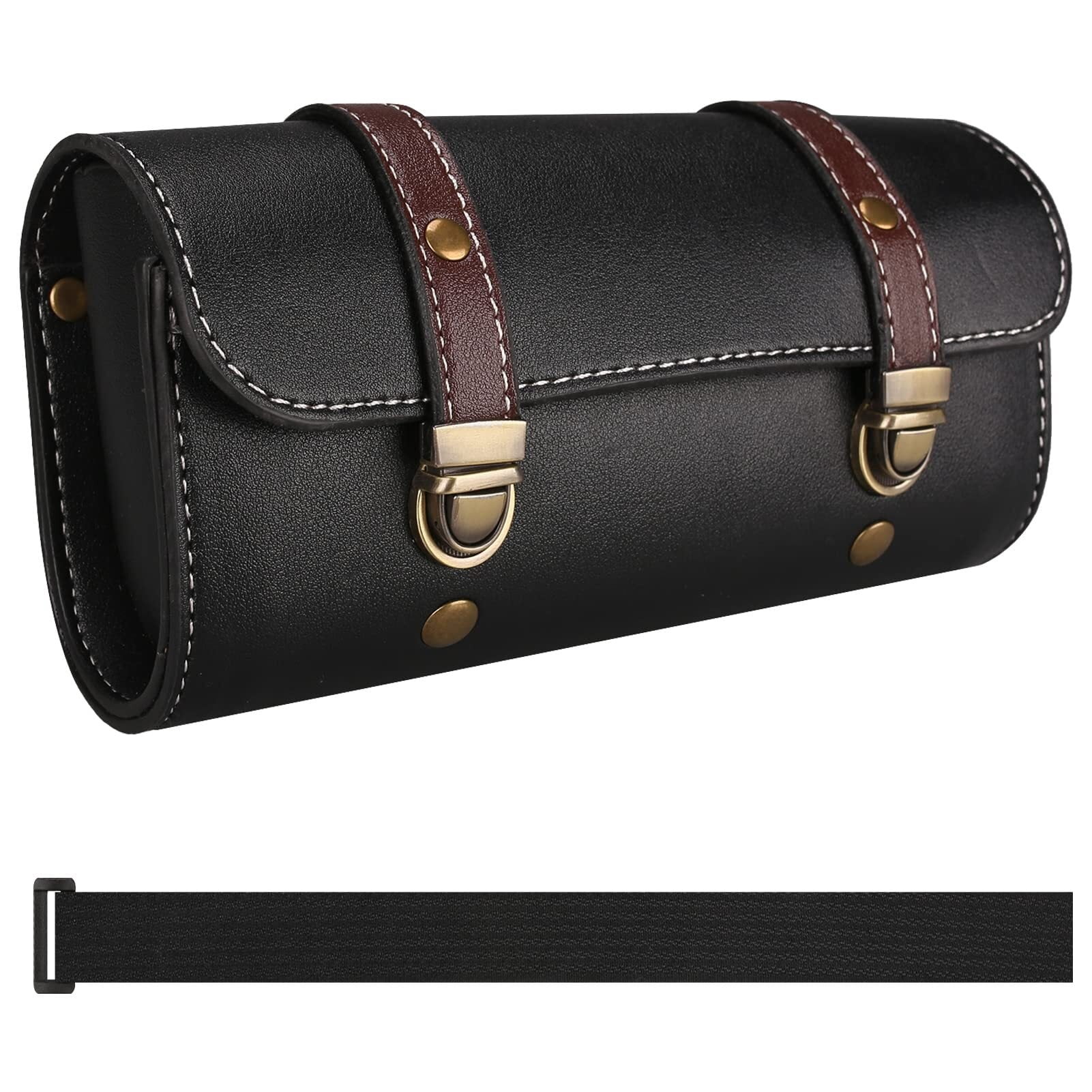 Motorcycle Tool Bag, Motorcycle Fork Bag PU Leather Universal Saddlebag ...