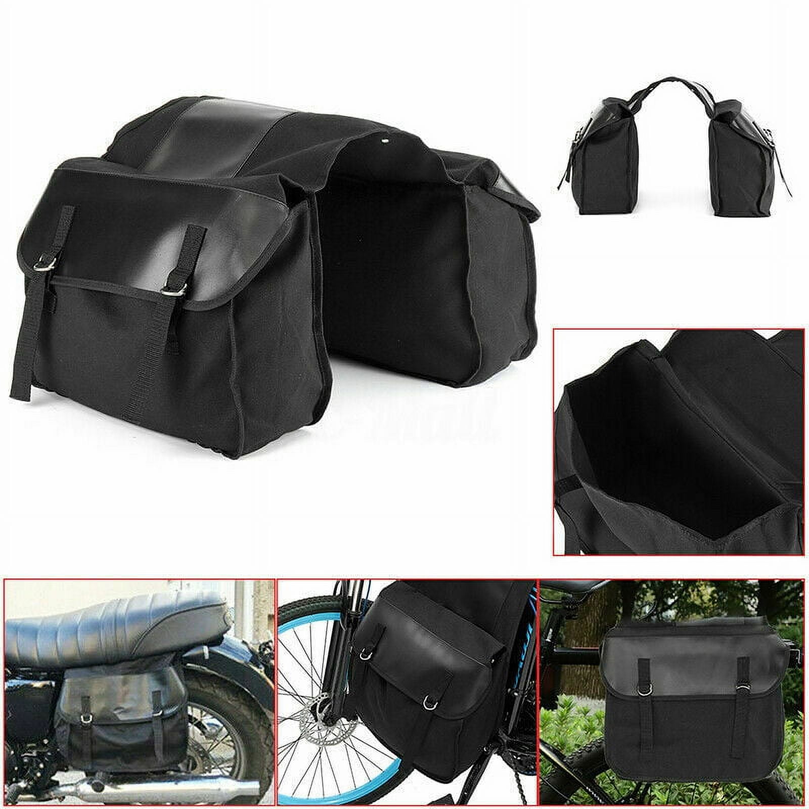 Motorcycle Touring Saddle Bag Black Canvas Waterproof Panniers ...