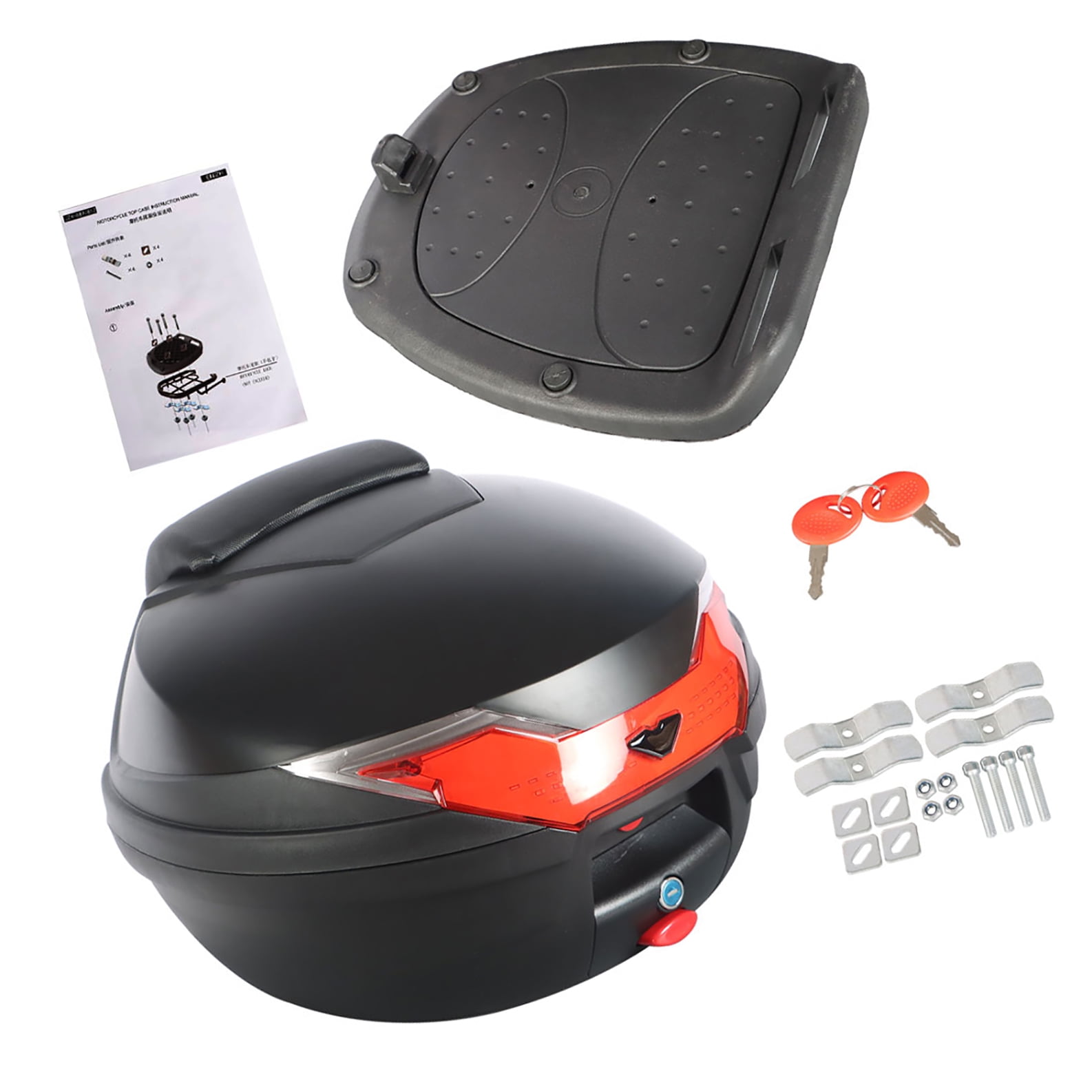 Motorcycle Trunk Luggage Top Lock Storage Carrier Case Tour Tail Box ...