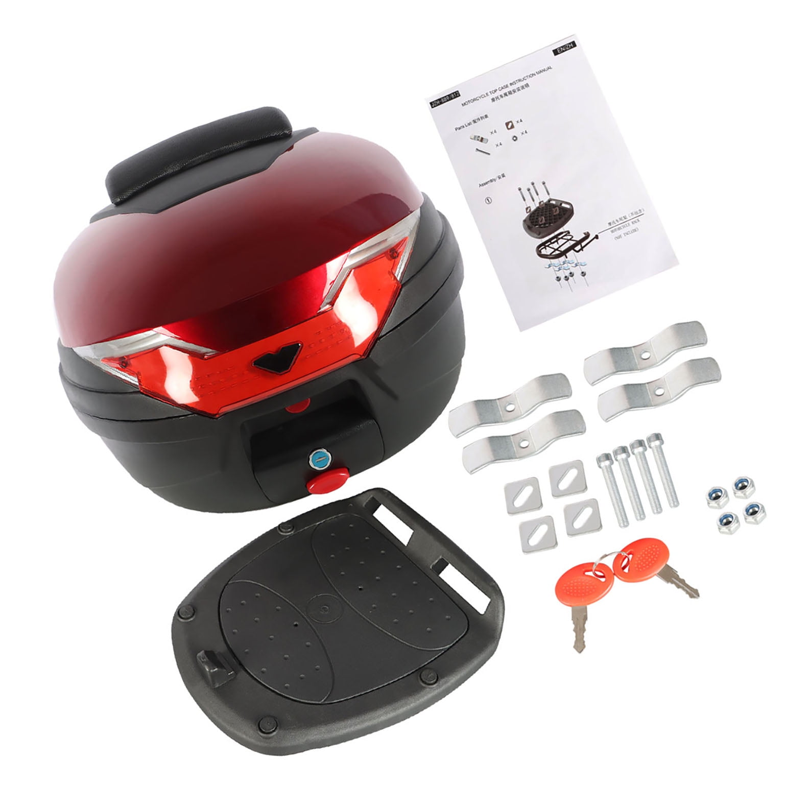 Motorcycle Trunk Luggage Top Lock Storage Carrier Case Tour Tail Box ...